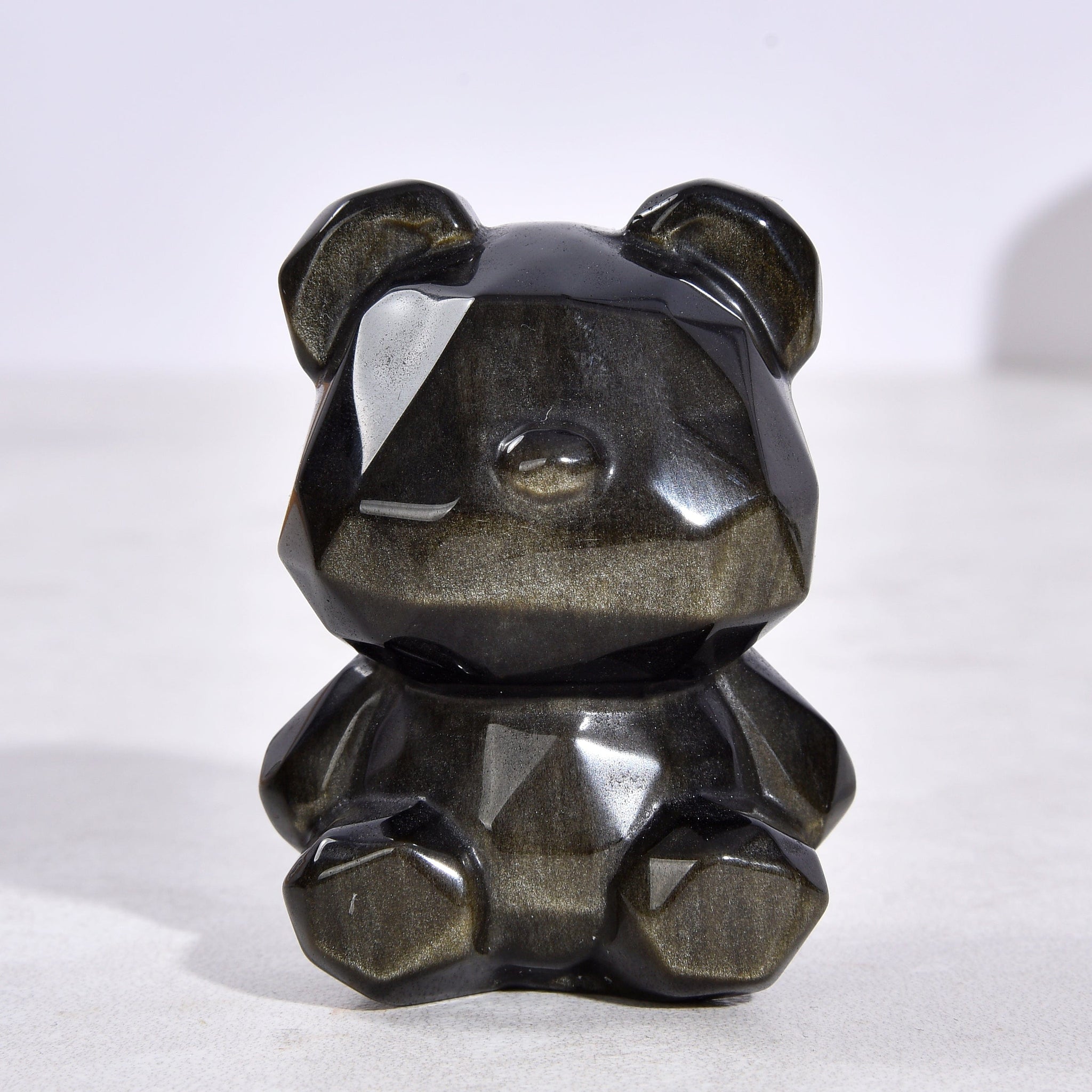 2.5" Obsidian Bear Natural Gemstone Carving