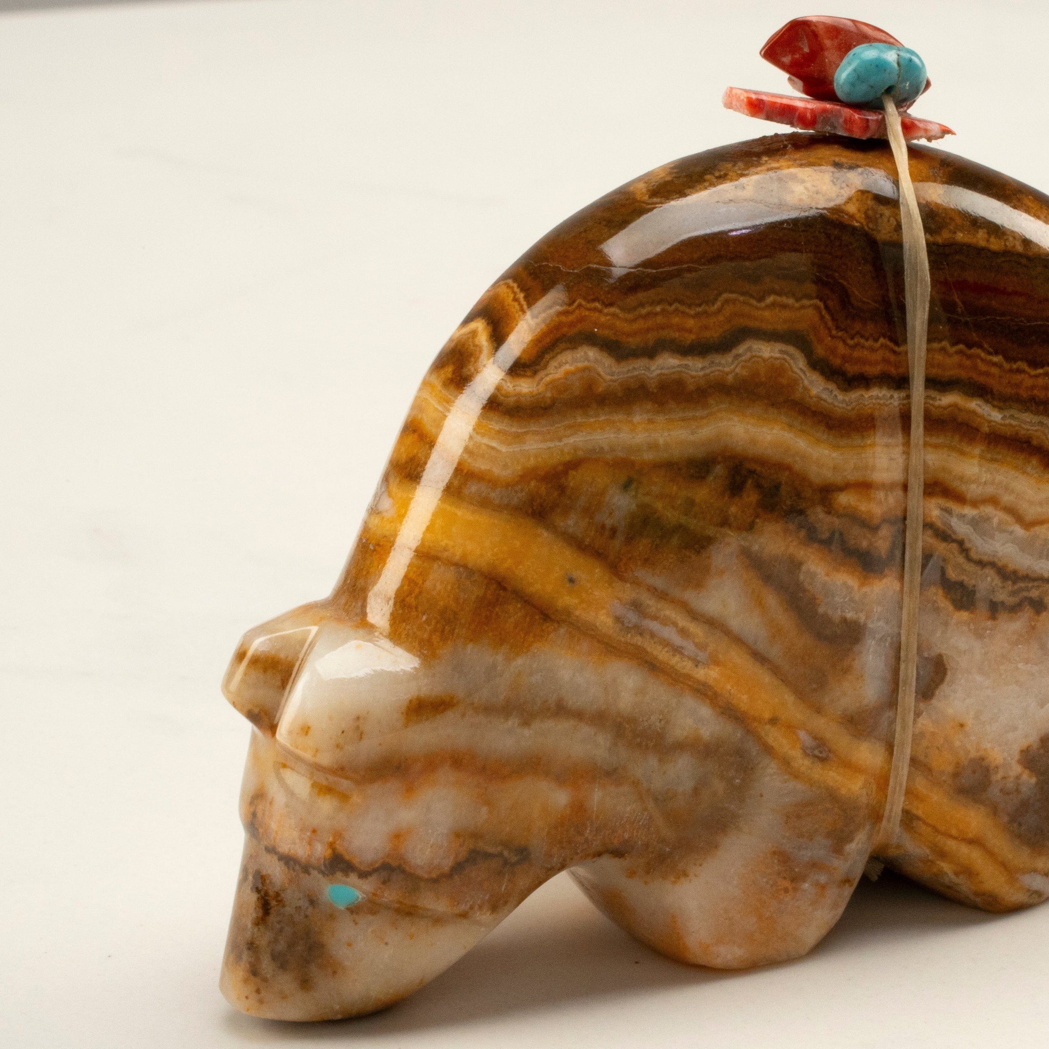 KALIFANO | Michael Mahooty Petrified Wood Zuni Fetish Bear Carving