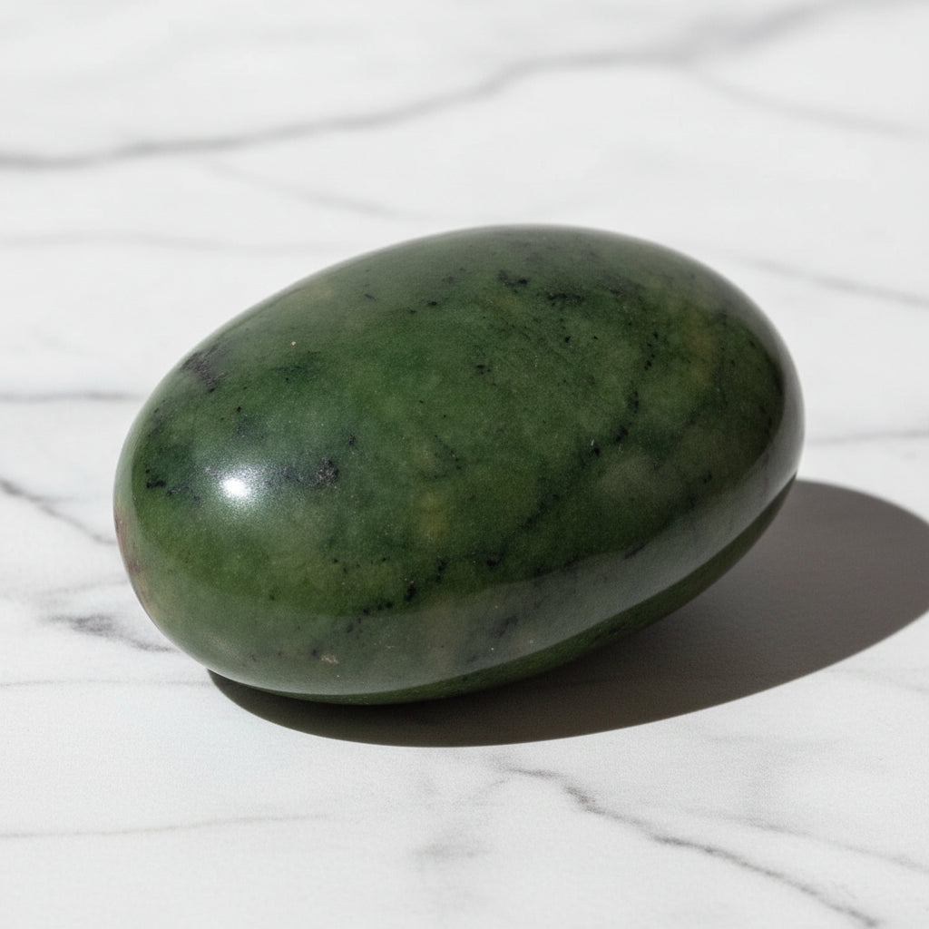 KALIFANO | AAA+ Afghan Jade Palm Stone Worry Crystal - Reiki Jade
