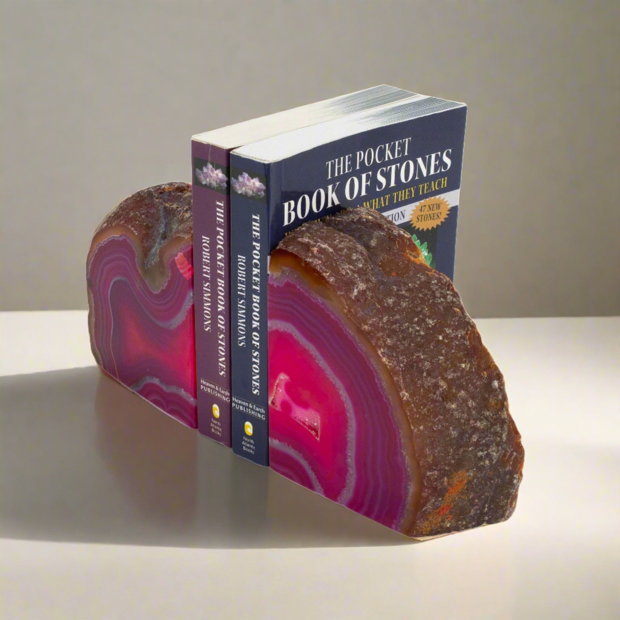 Pink Agate Geode Bookend Set | KALIFANO