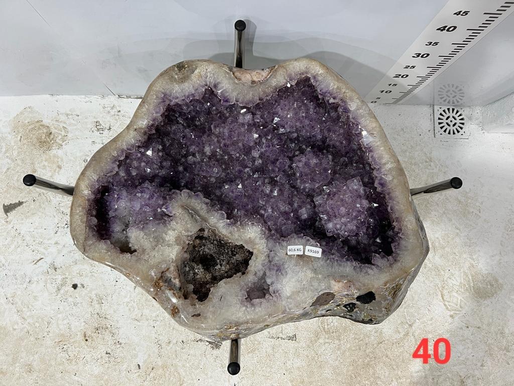KALIFANO | Natural Amethyst Crystal Geode Table from Brazil - 28"