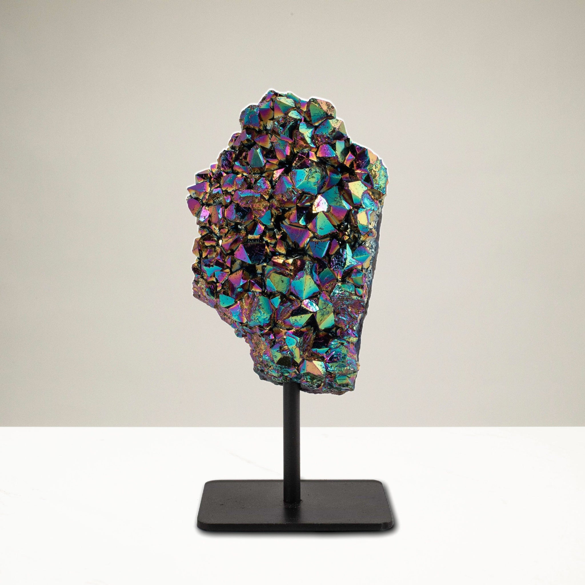 Aura Borealis Amethyst Geode on Metal Stand - 400 g | KALIFANO