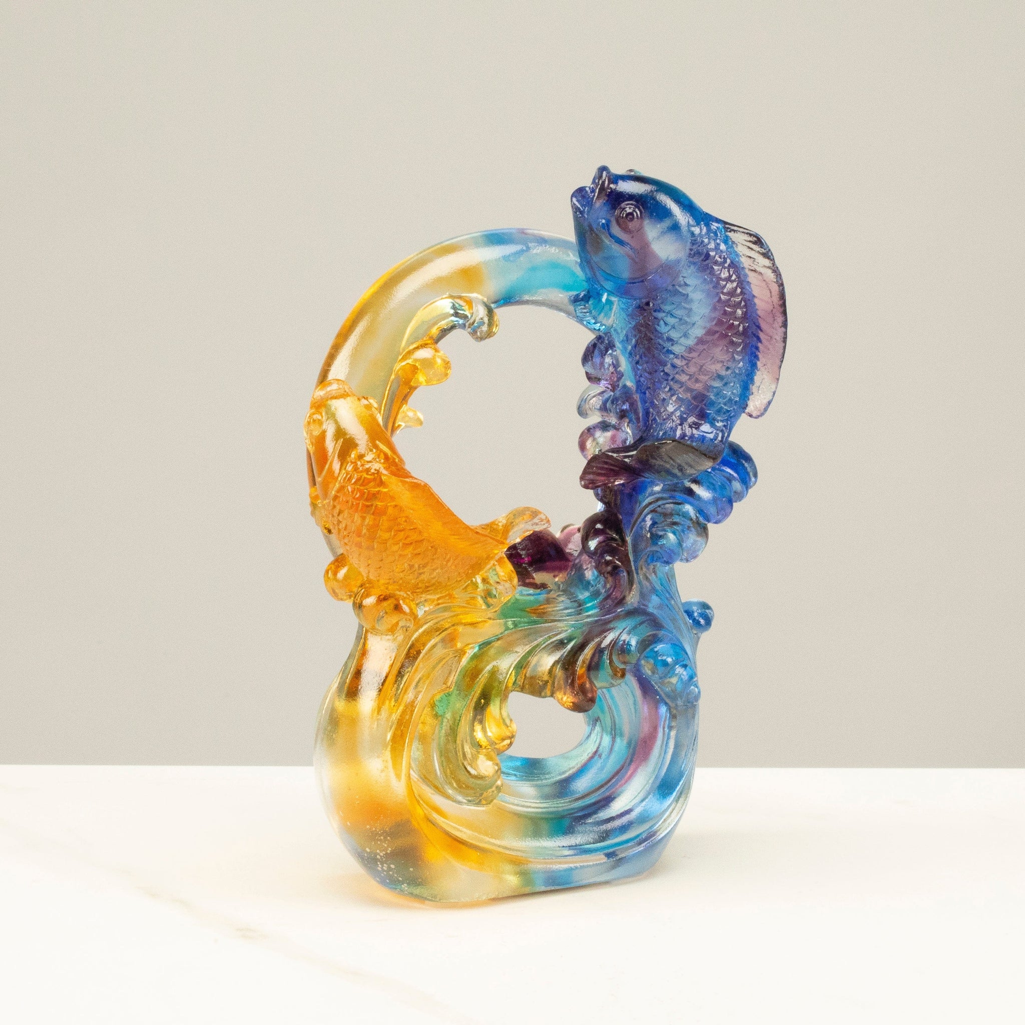 KALIFANO | Fish Stream of Life Crystal Carving - Abundance & Prosperity