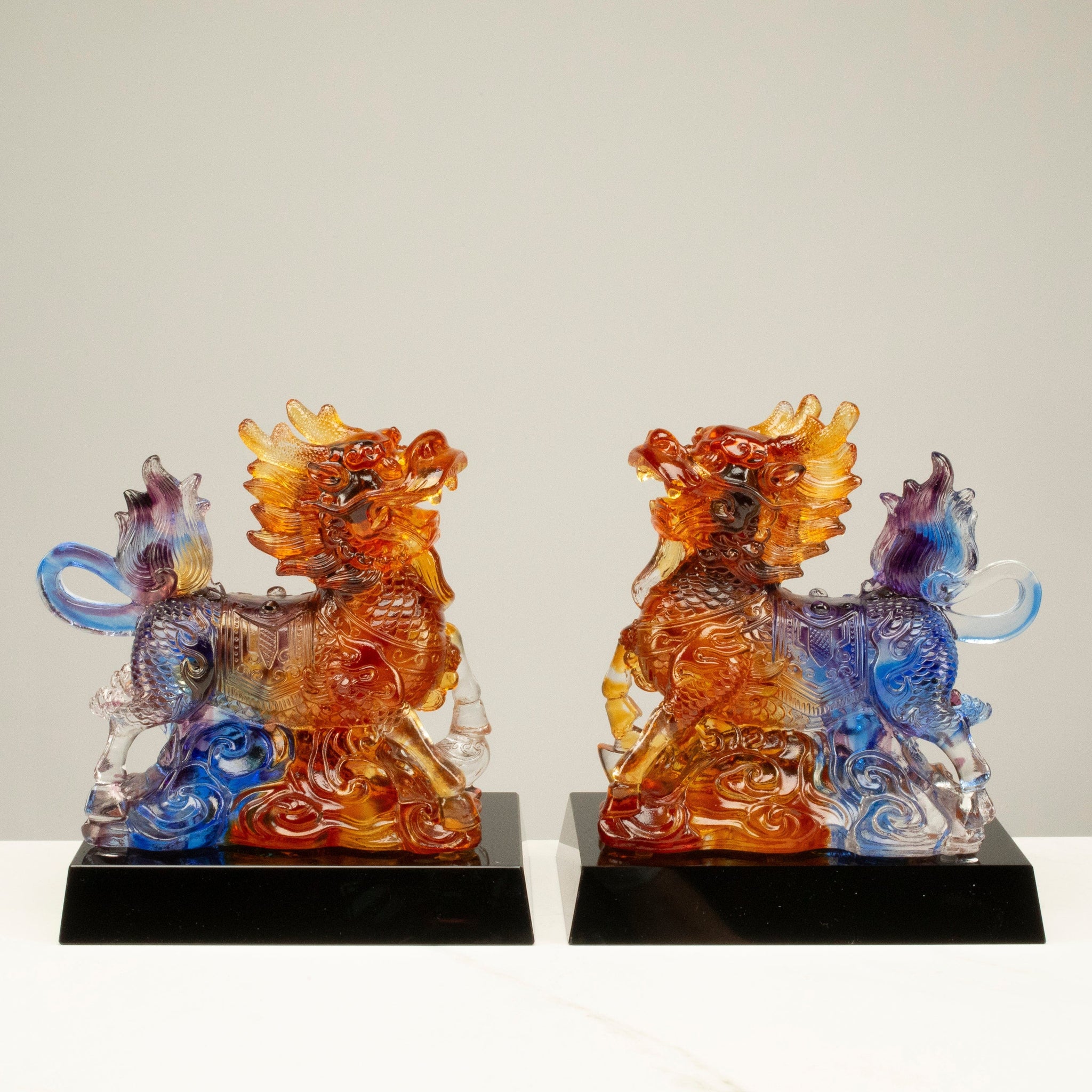 KALIFANO | Qilin Crystal Carving Pair - Symbol of Good Luck & Prosperity