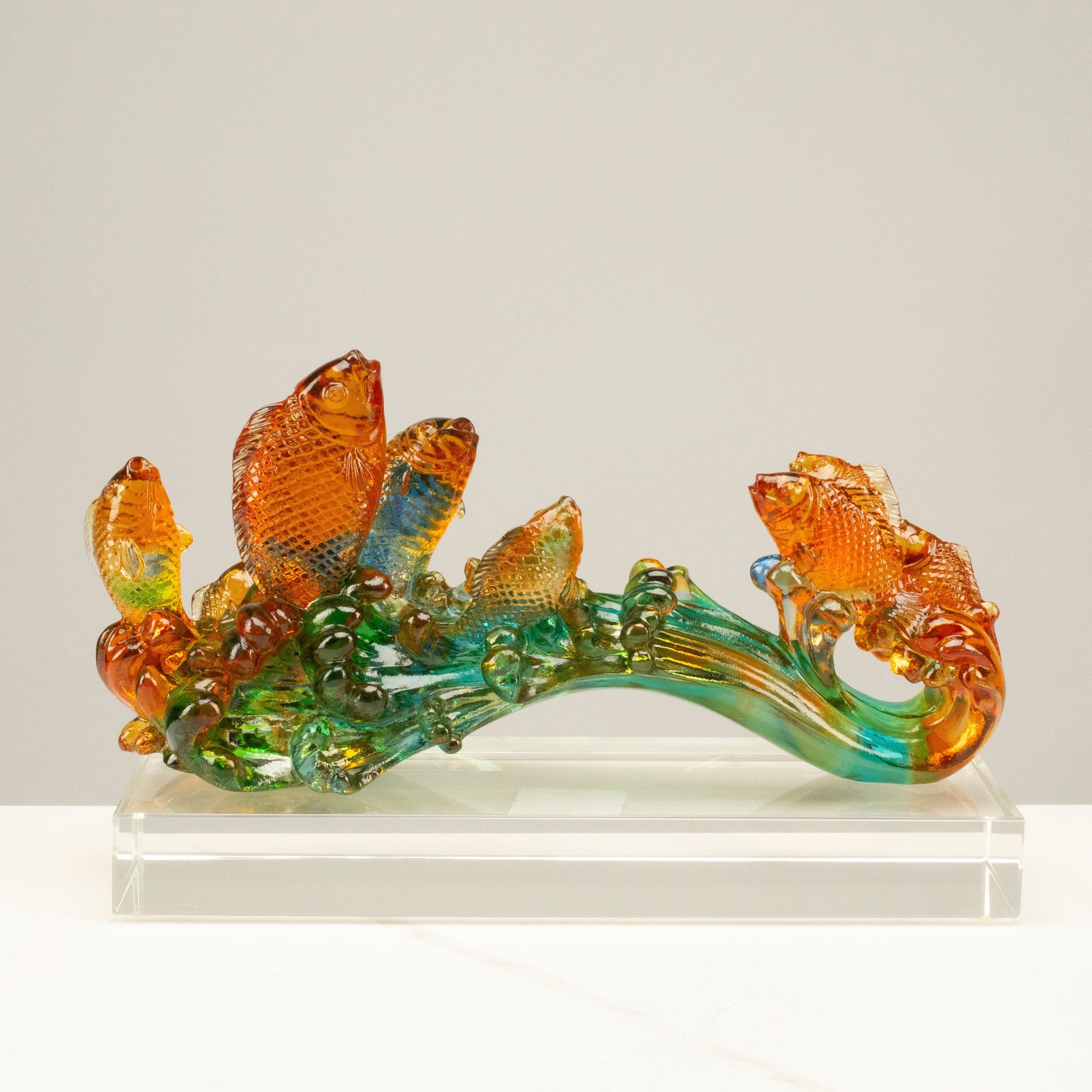 KALIFANO | Fish Stream Crystal Carving - Symbol of Abundance & Prosperity