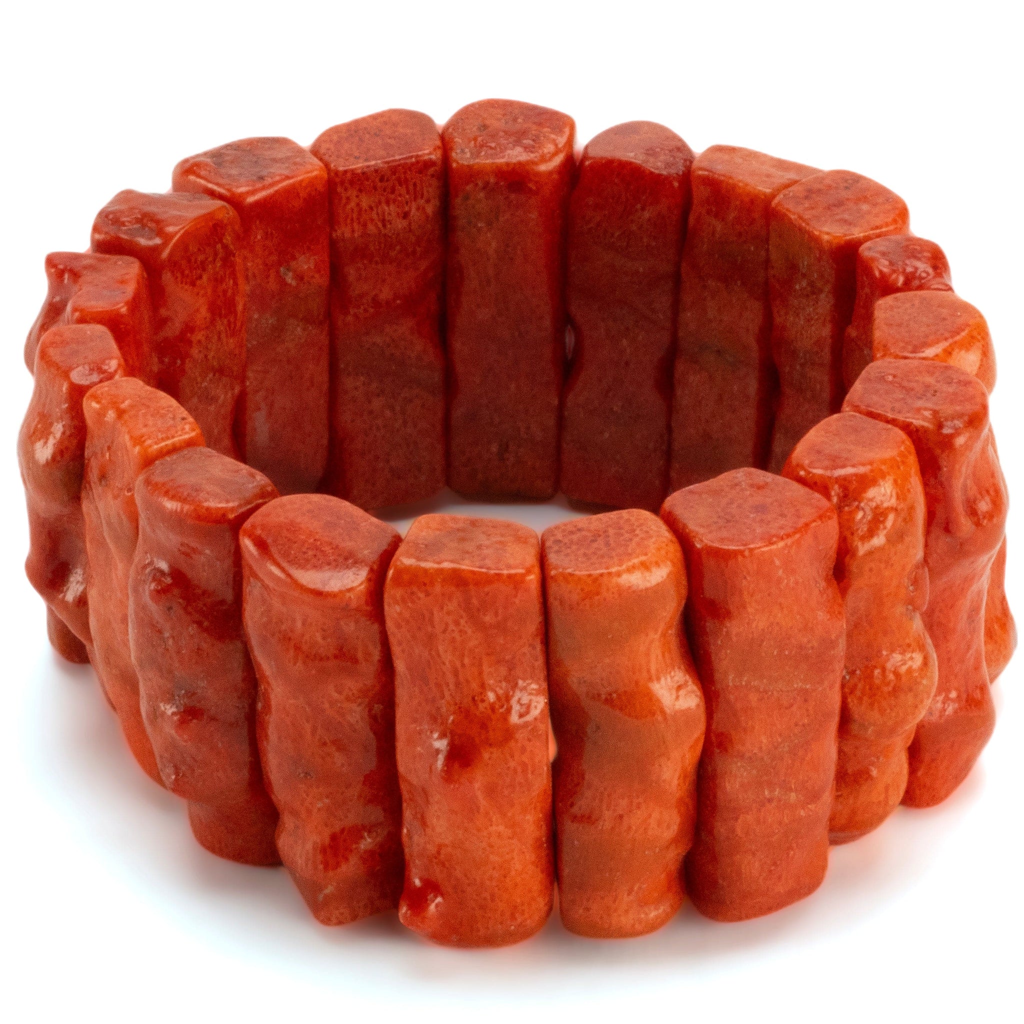 KALIFANO | Sponge Coral Gemstone Elastic Bracelet - Stylish & Unique