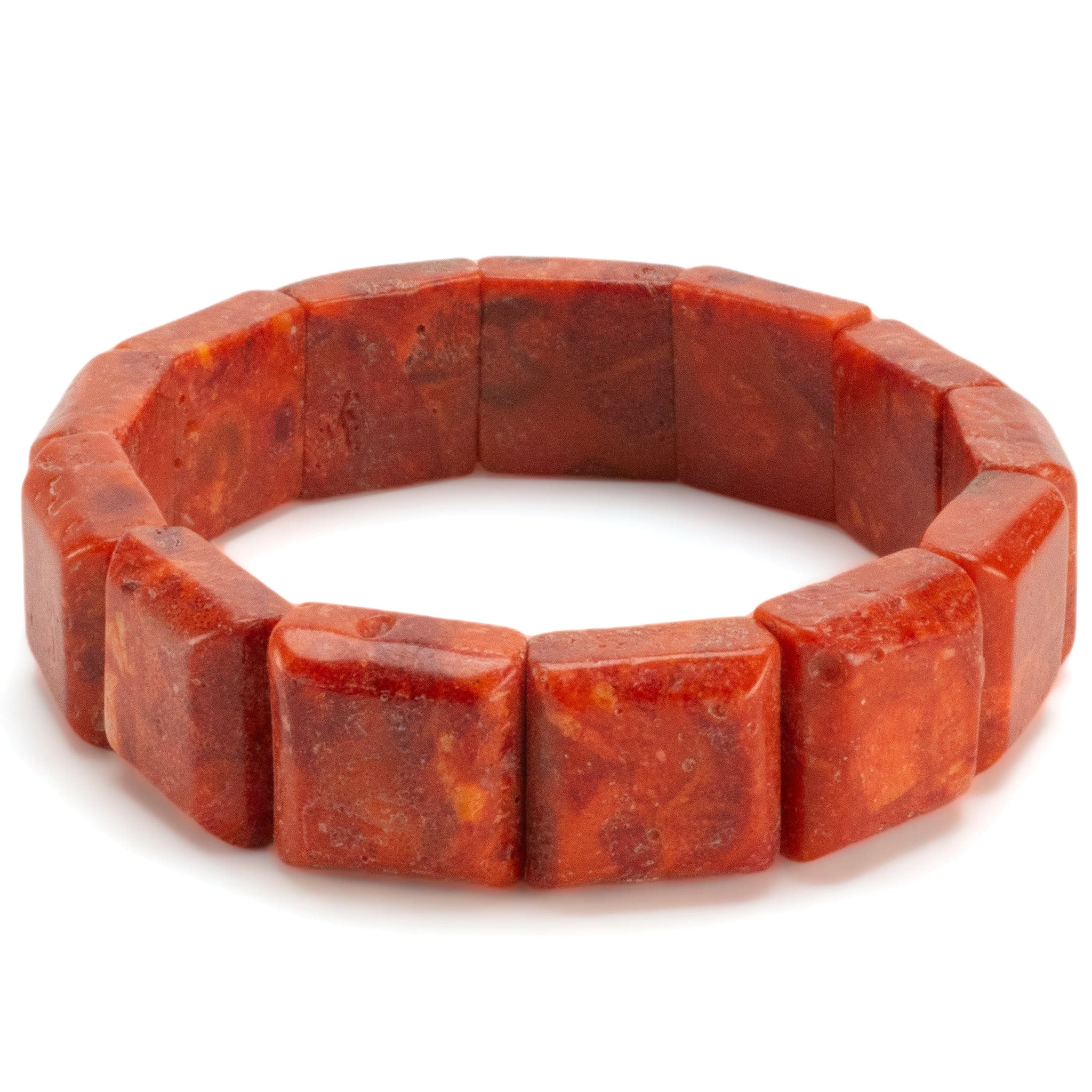 KALIFANO | Sponge Coral Gemstone Elastic Bracelet - Stylish & Unique!