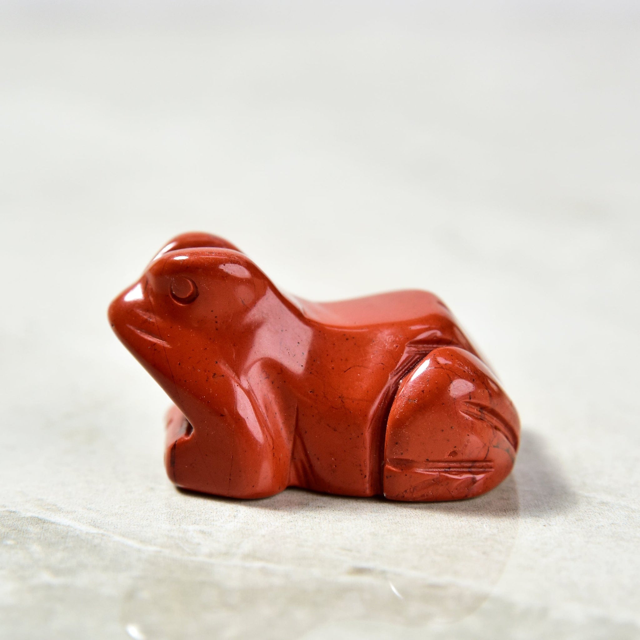 1.5" Red Jasper Frog Natural Gemstone Carving