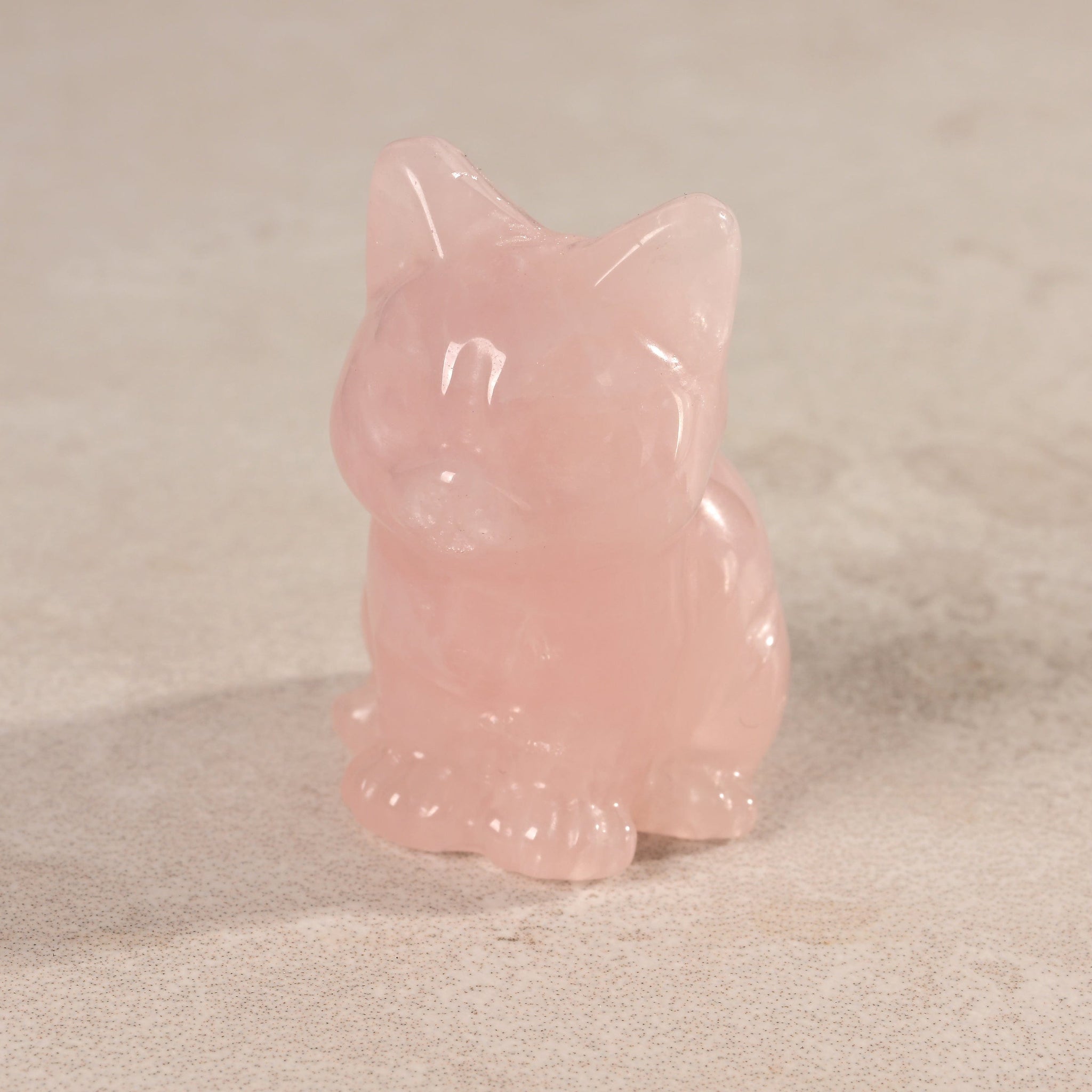 1.5" Rose Quartz Cat Natural Gemstone Carving