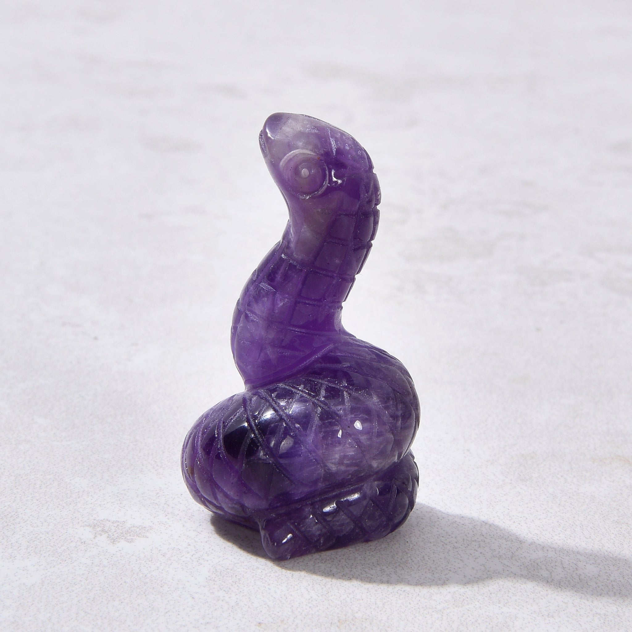 2" Amethyst Snake Natural Gemstone Carving