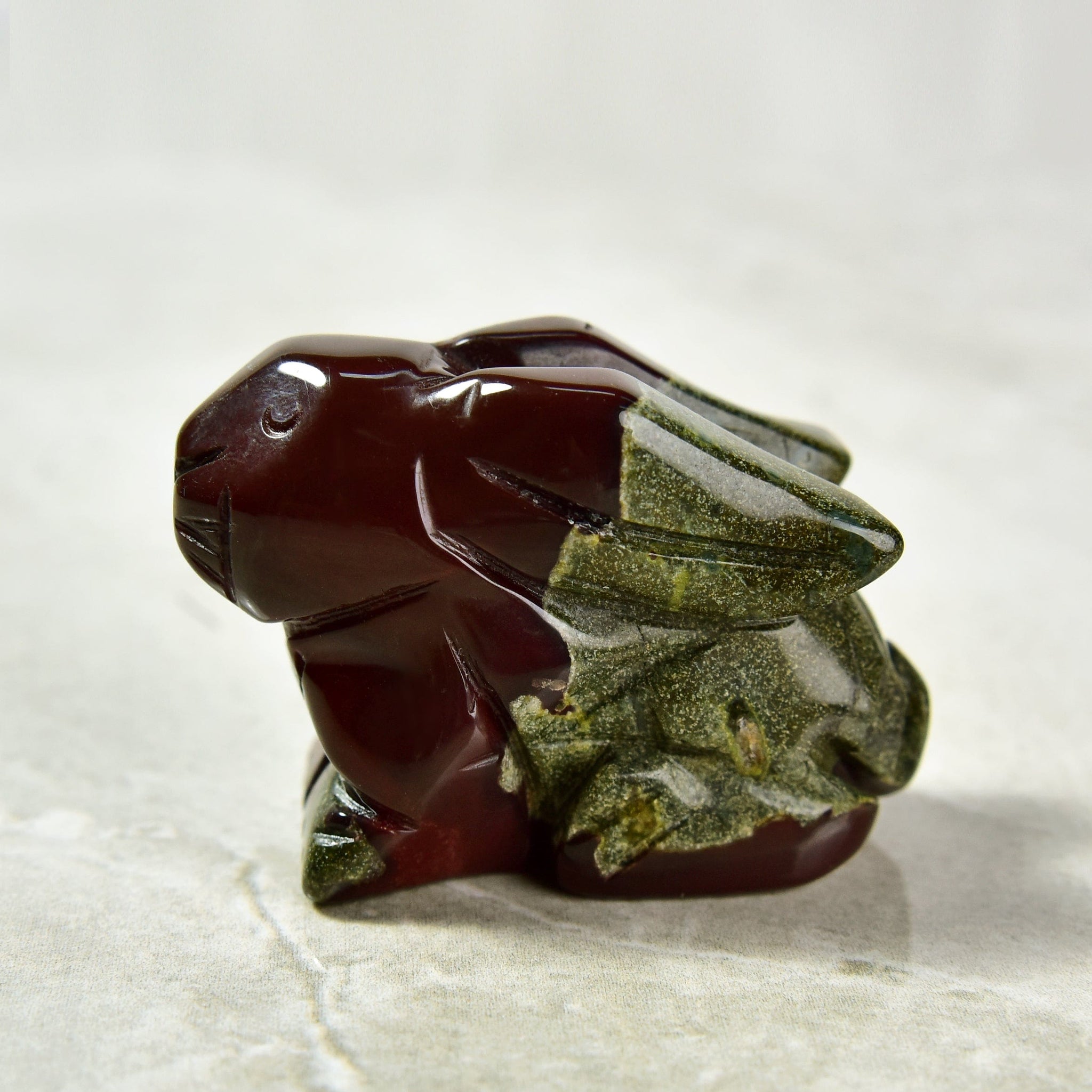 2" Bloodstone Rabbit Natural Gemstone Carving