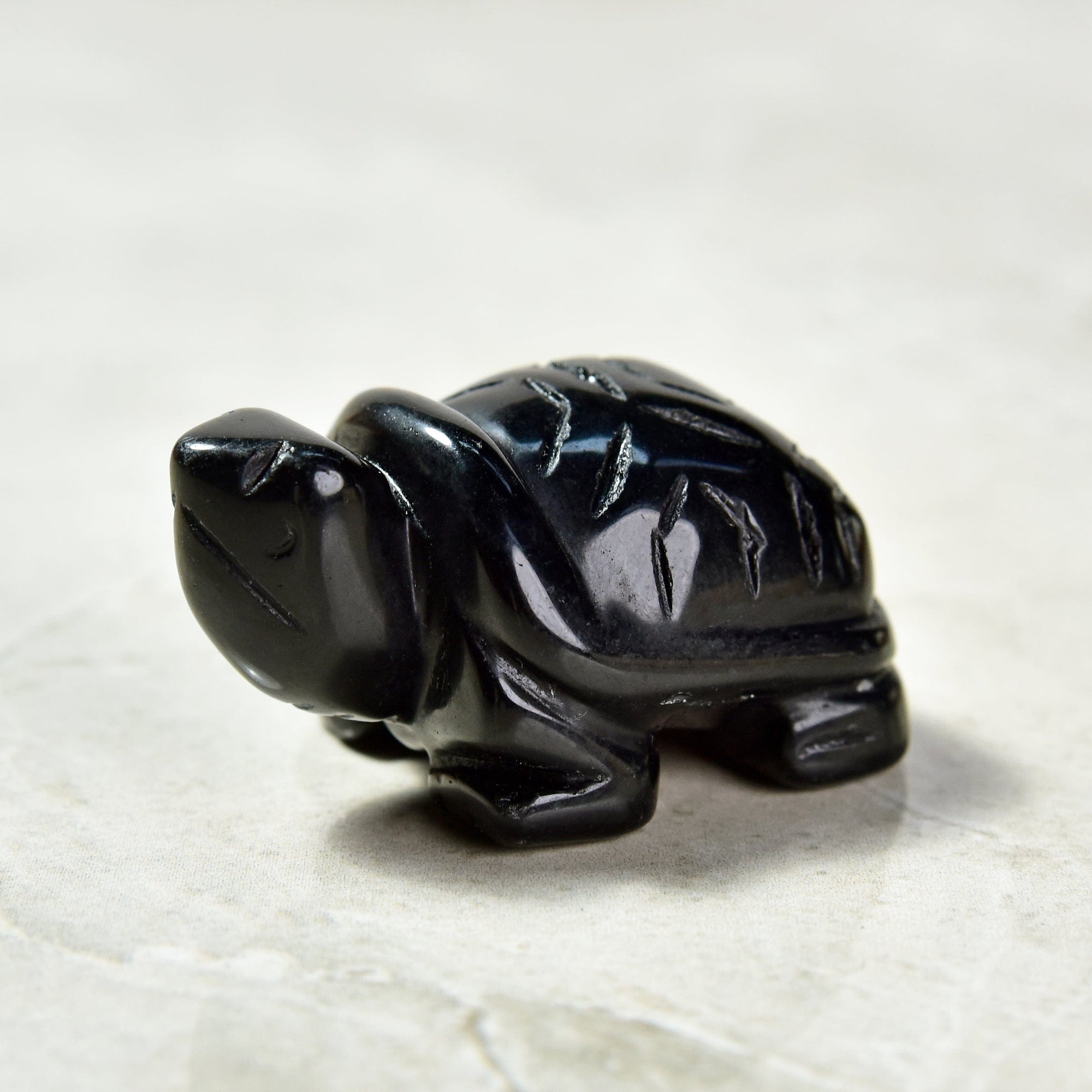 KALIFANO | 2" Obsidian Turtle Natural Gemstone Carving