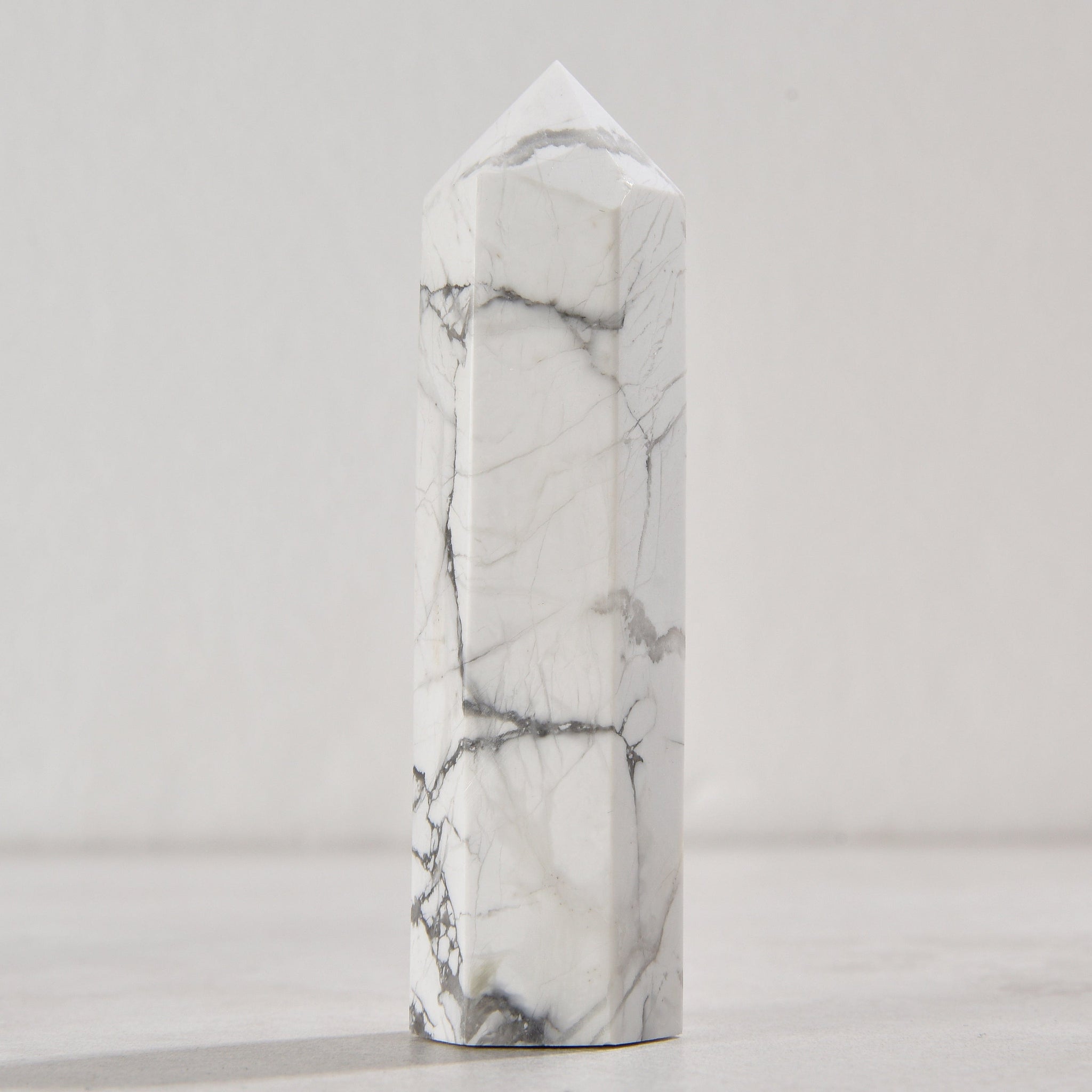 3.5" White Howlite Obelisk Tower Gemstone Carving