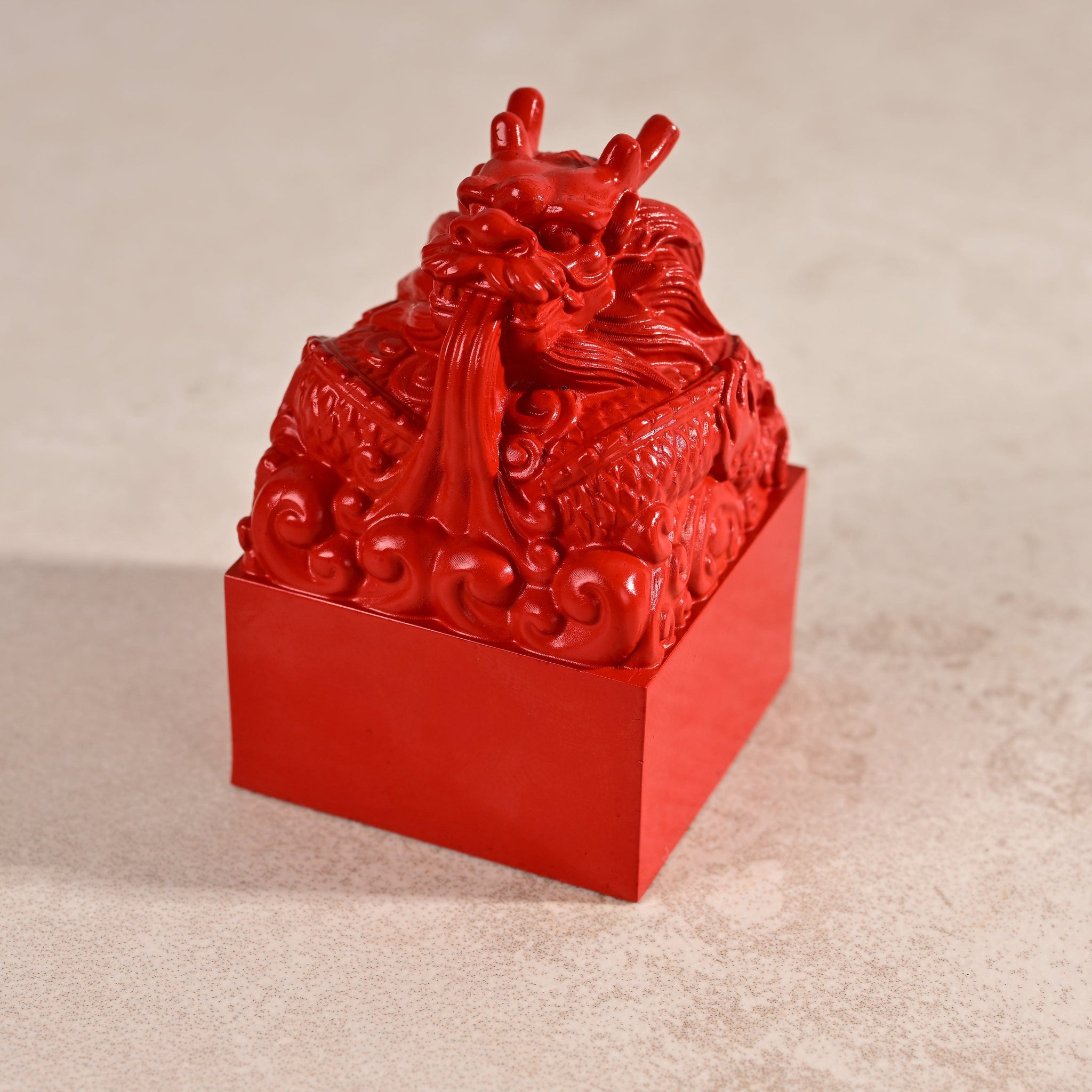Cinnabar Large Dragon Carving