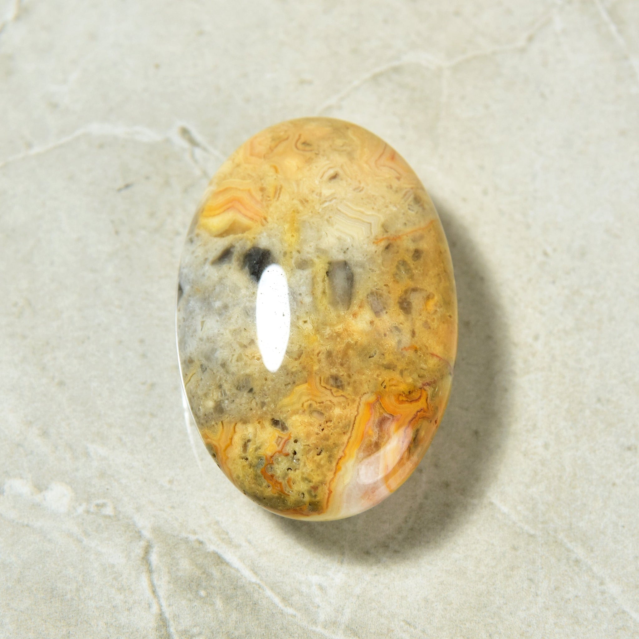 KALIFANO | Crazy Lace Agate Palm Stone Natural Gemstone Carving