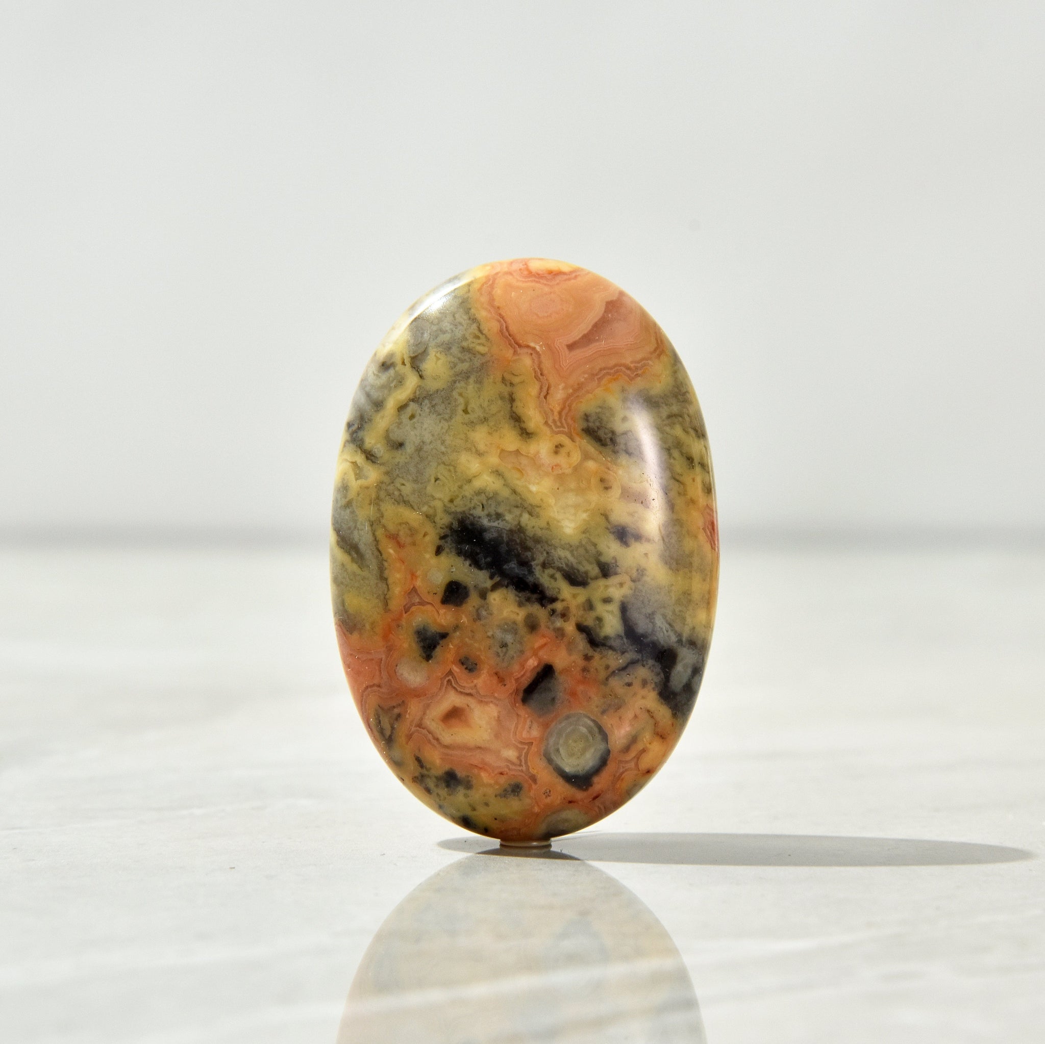 KALIFANO | Crazy Lace Agate Palm Stone Natural Gemstone Carving