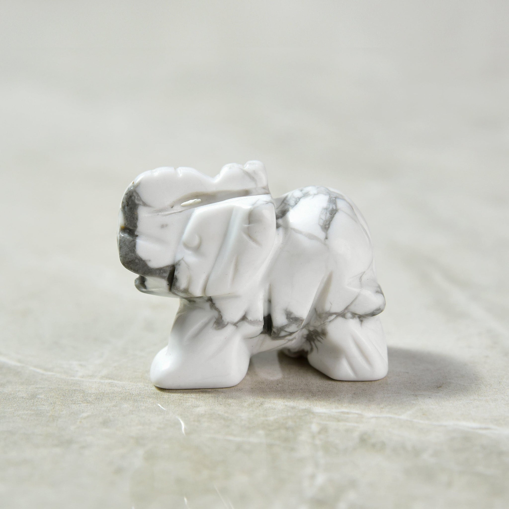 Howlite Elephant 1.5" Natural Gemstone Carving