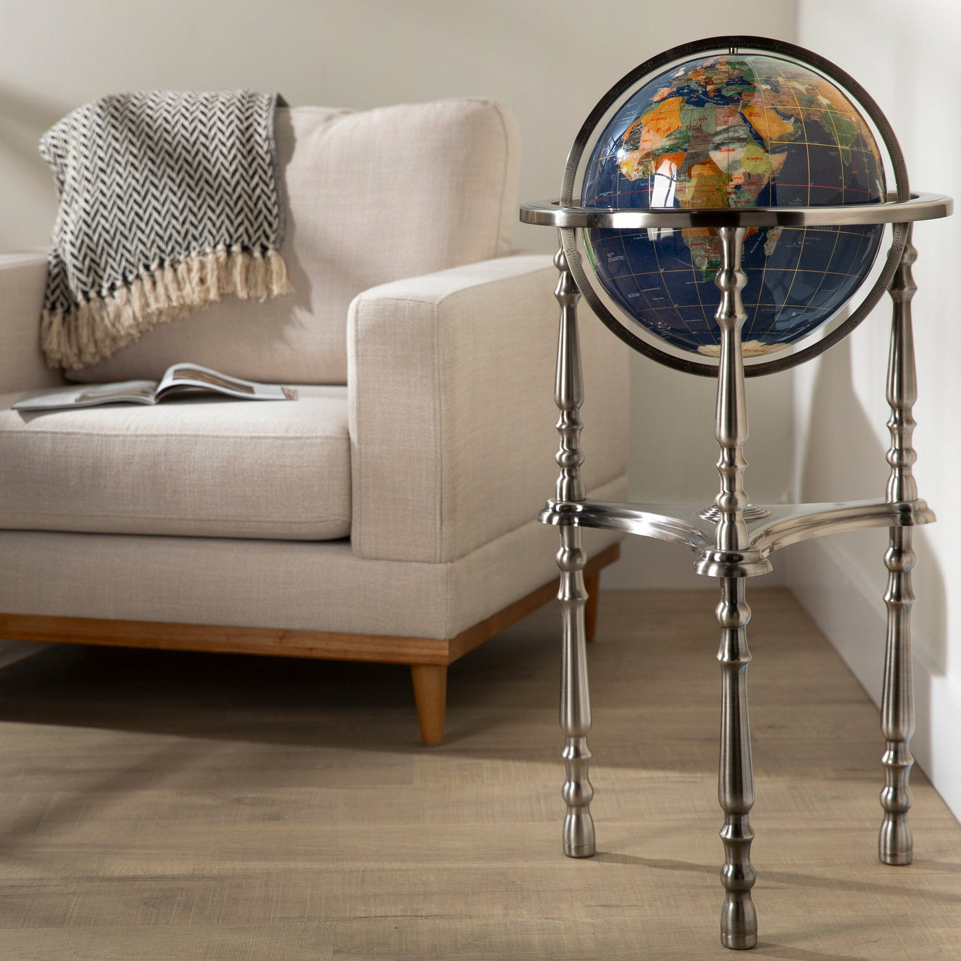 Gemstone Globe and Globe Stand | Kalifano