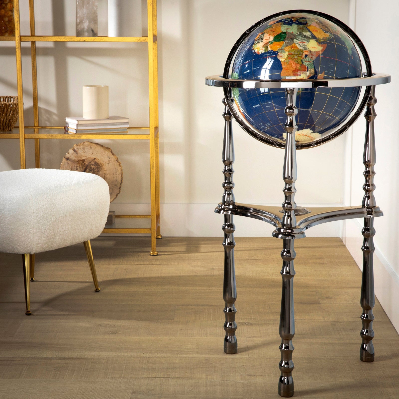 Gemstone Globe and Globe Stand | Kalifano