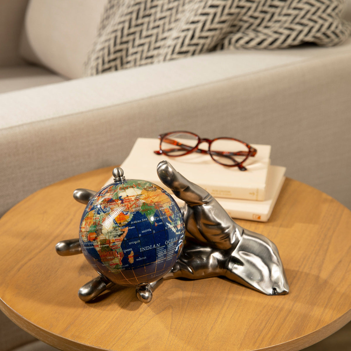 4" Gemstone Globe with Hand | KALIFANO