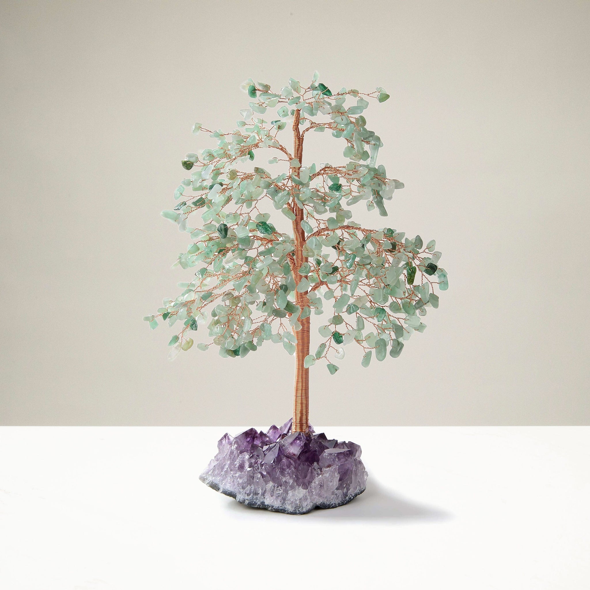 Aventurine Tree of Life on Amethyst Geode Base with 728 Natural Gemsto