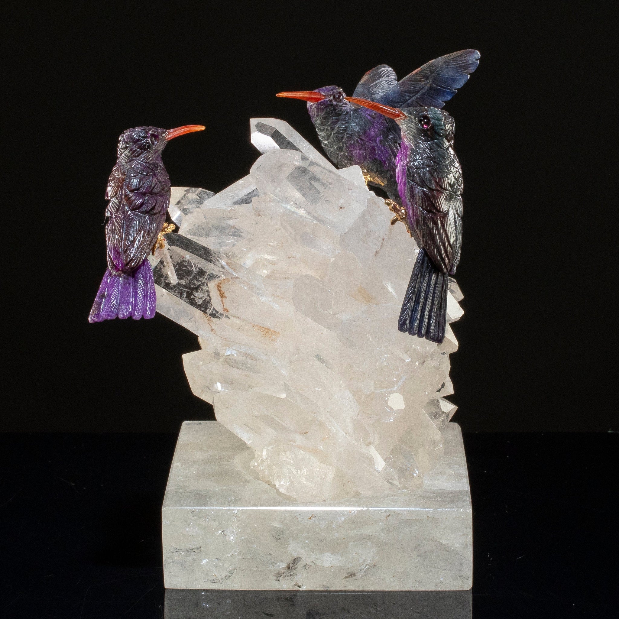Peter Muller Sugilite Hummingbird Carving for Sale | KALIFANO