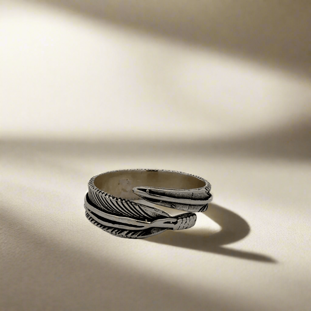 KALIFANO | Authentic Adjustable Feather Hopi Native Made 925 Silver Ring