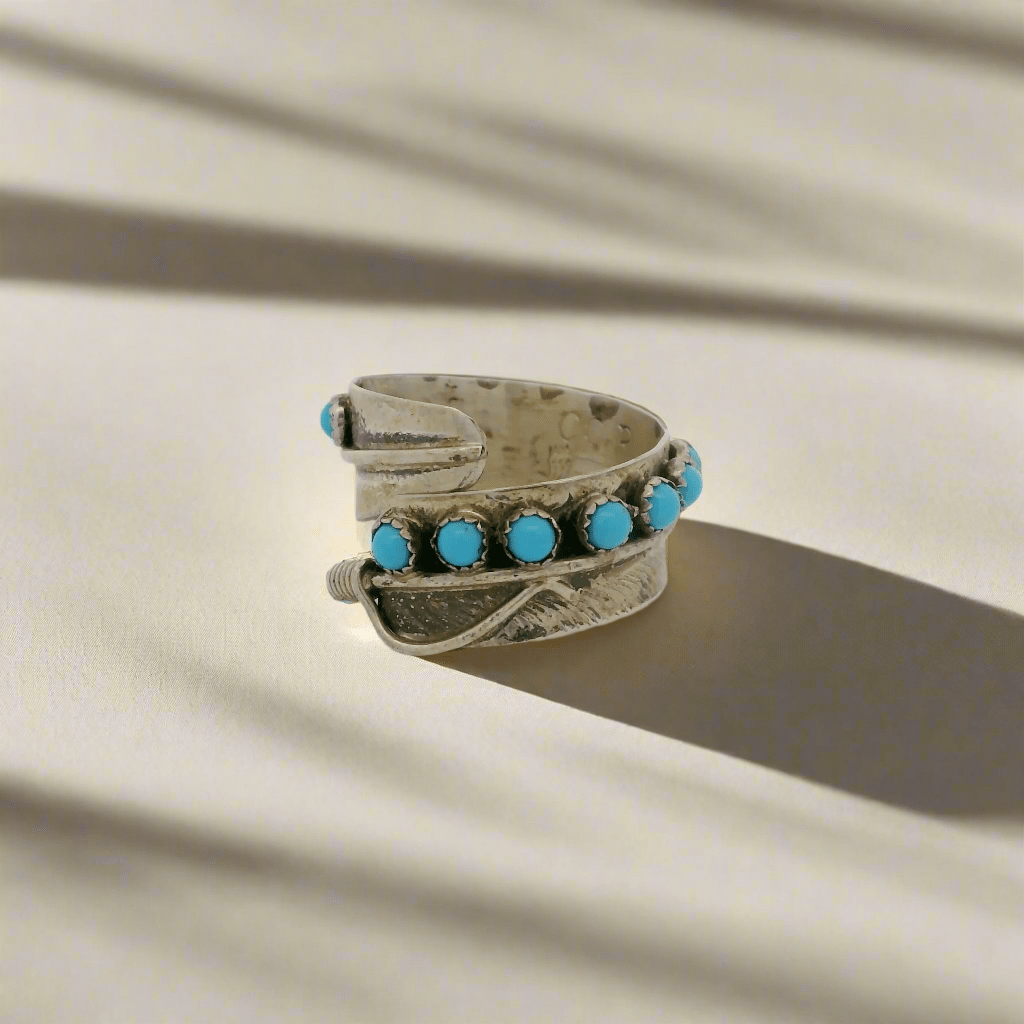 KALIFANO | Authentic Sleeping Beauty Turquoise Native Made 925 Silver Ring