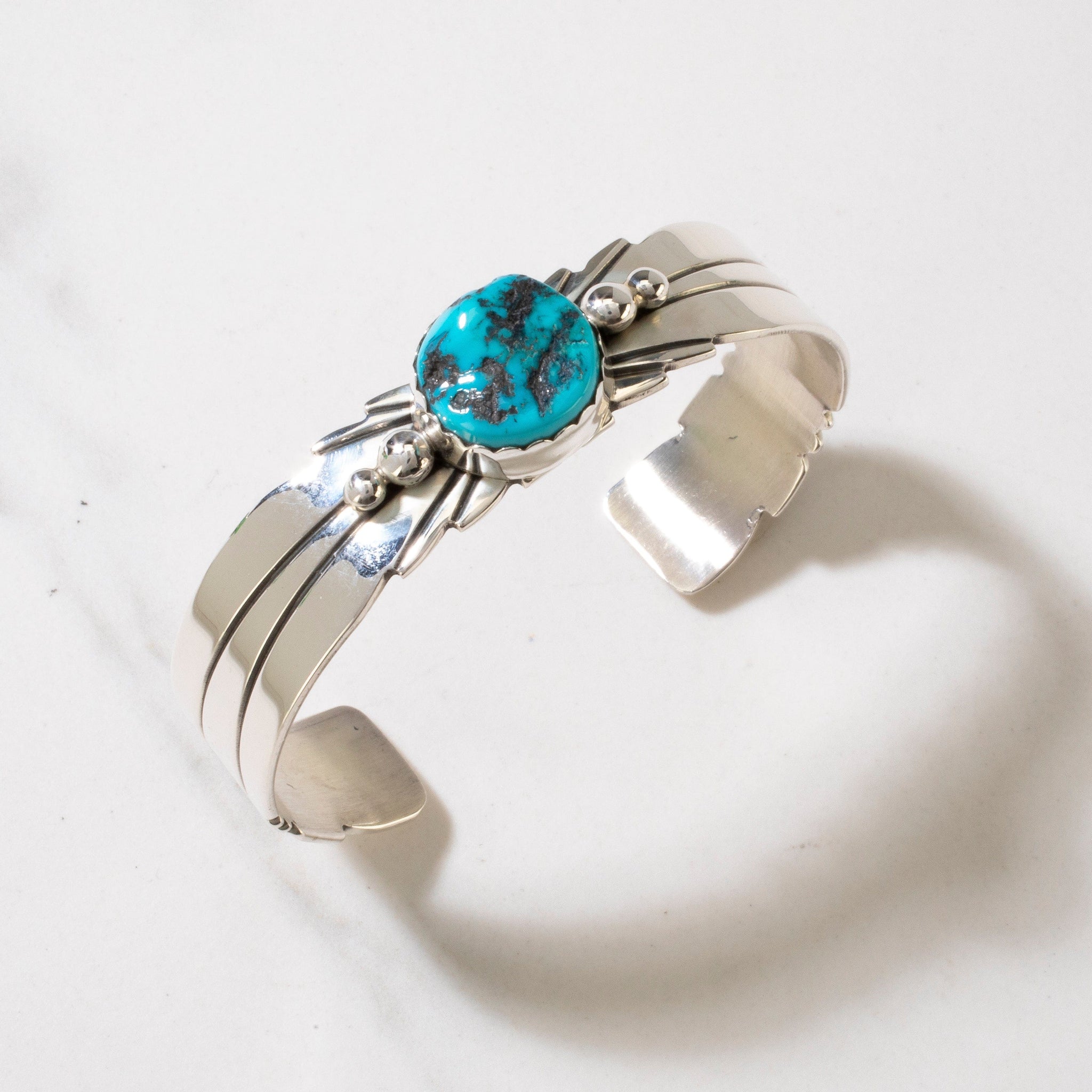 KALIFANO | Joe Begay Navajo Sleeping Beauty Turquoise 925 Silver Cuff
