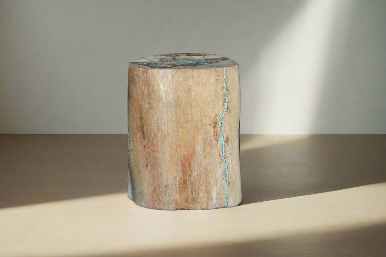 KALIFANO | Petrified Wood Round Stump 13" / 191 lbs For Sale