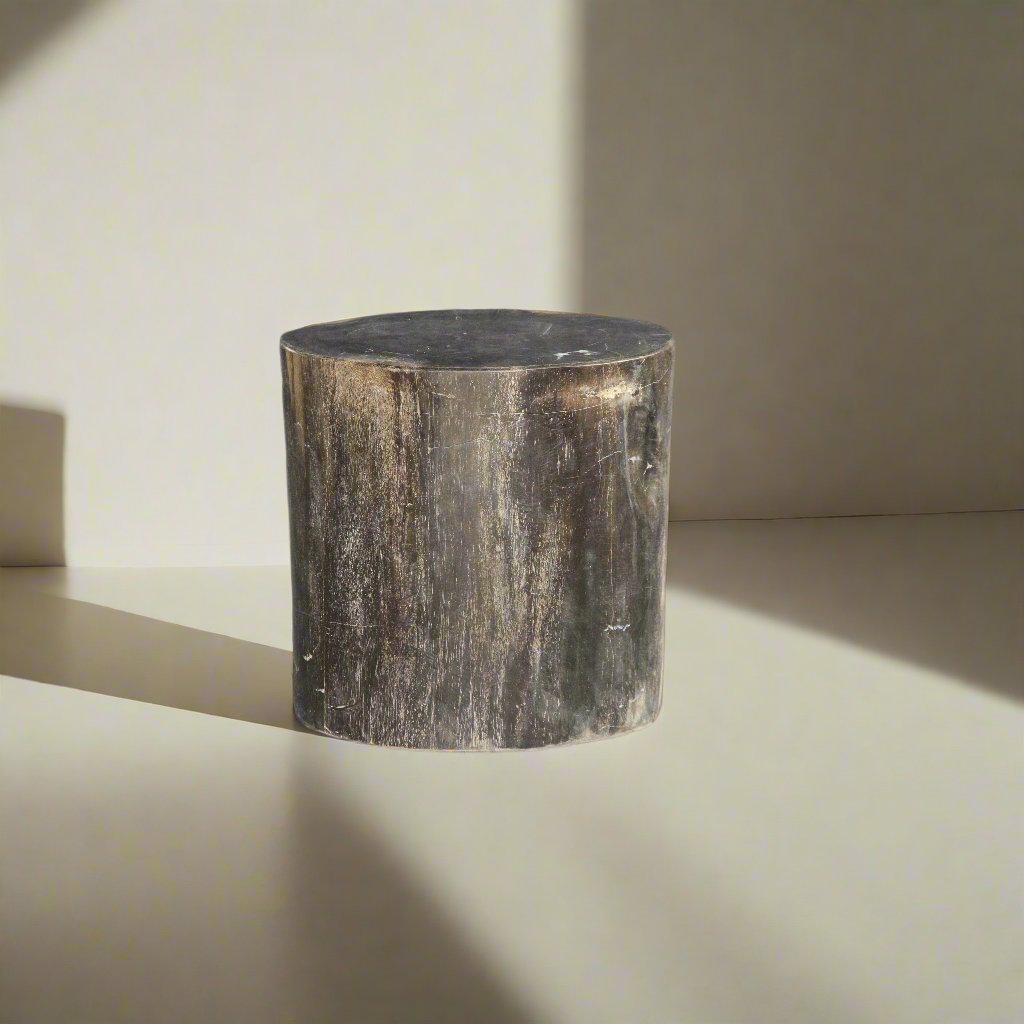 KALIFANO | Petrified Wood Round Stump / Stool For Sale 16" / 234lbs