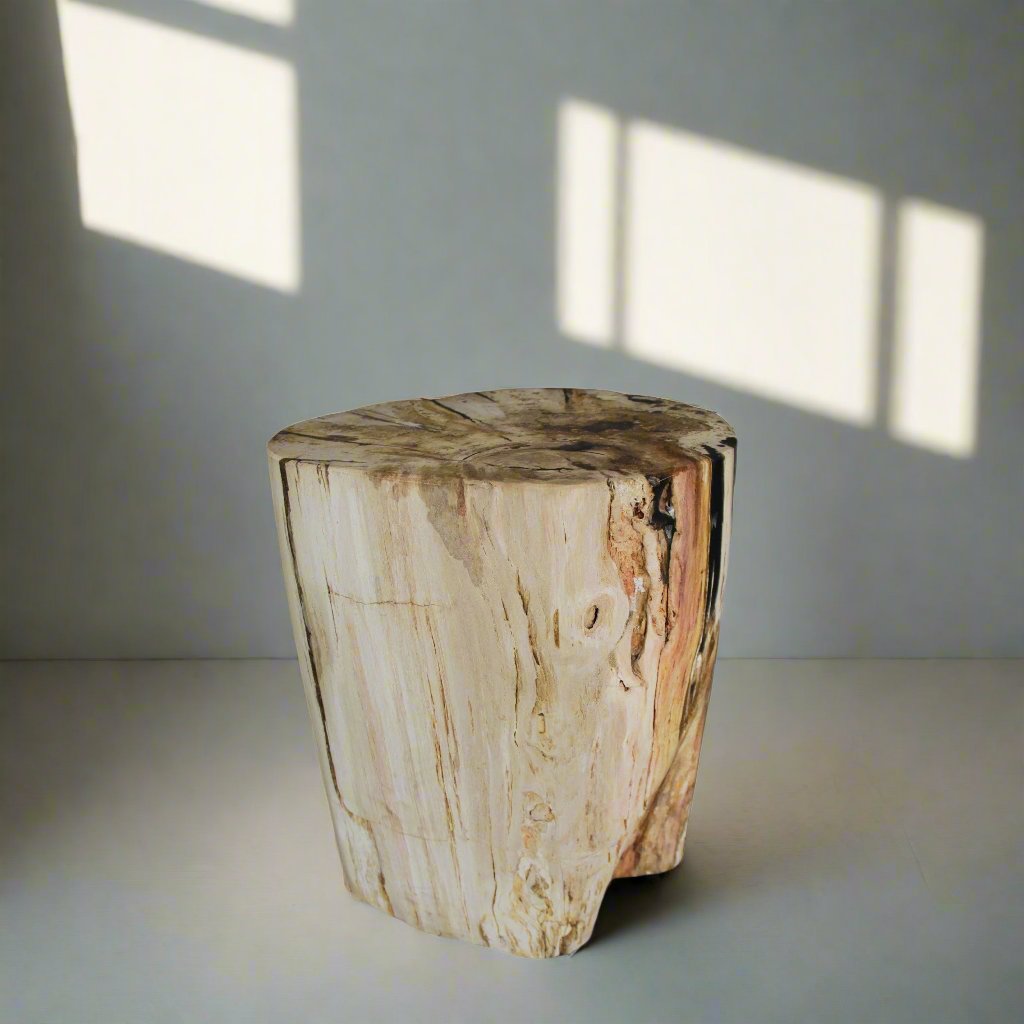KALIFANO | Petrified Wood Round Stump / Stool - 16" / 233 lbs