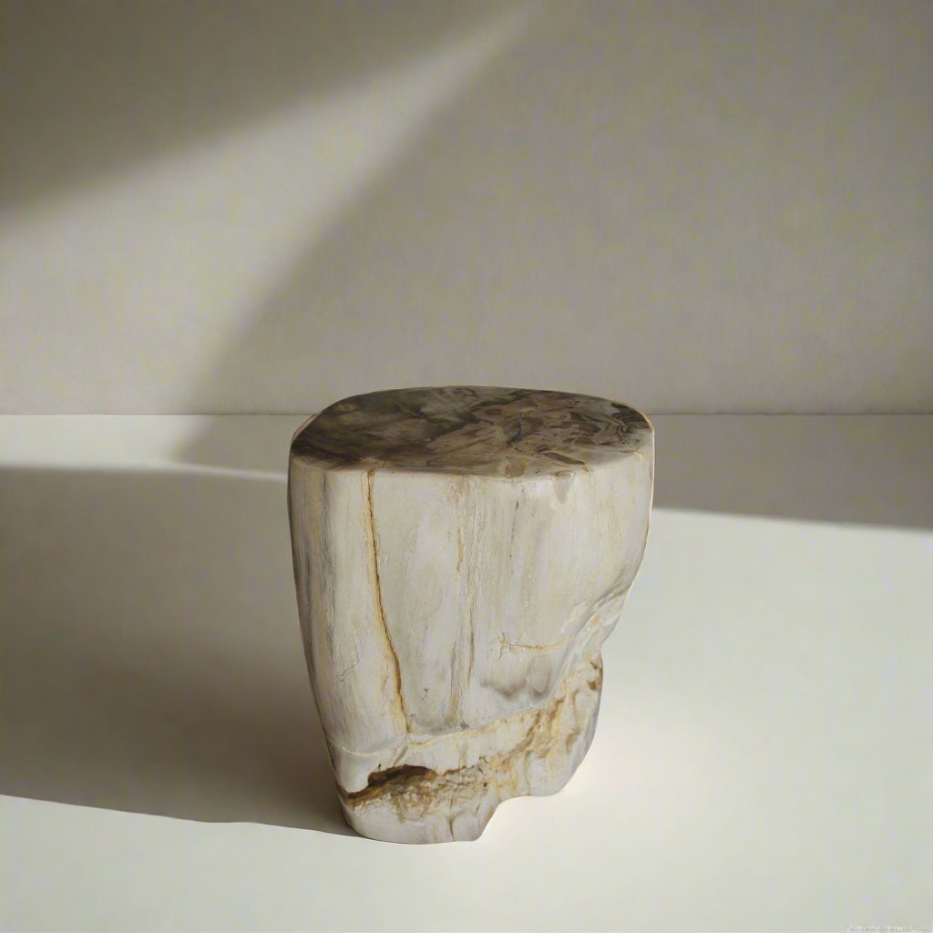 KALIFANO | Petrified Wood Round Stump / Stool - 43" / 191 lbs