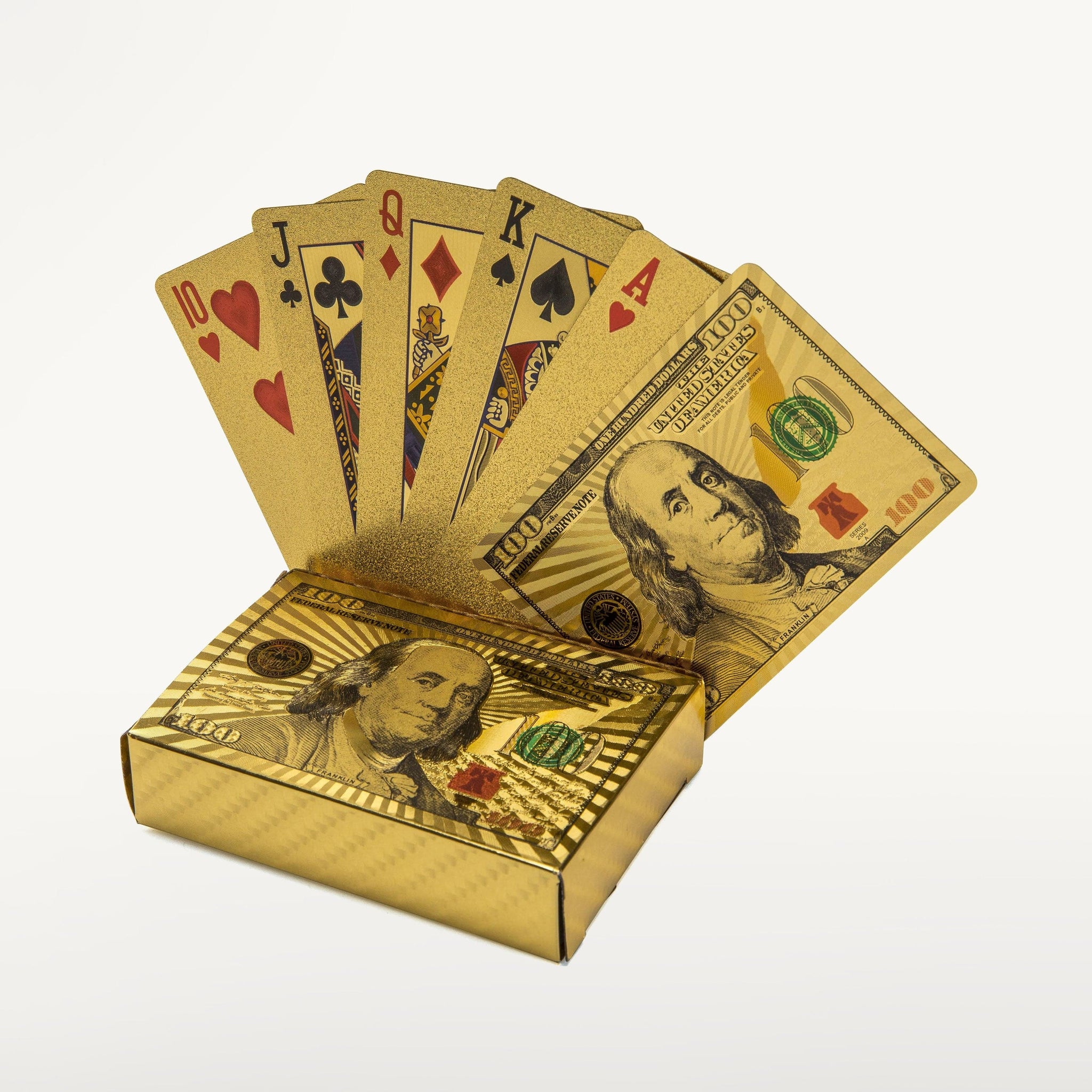 KALIFANO | Gold $100 Bill Inspired Playing Cards: Get Lucky with Style