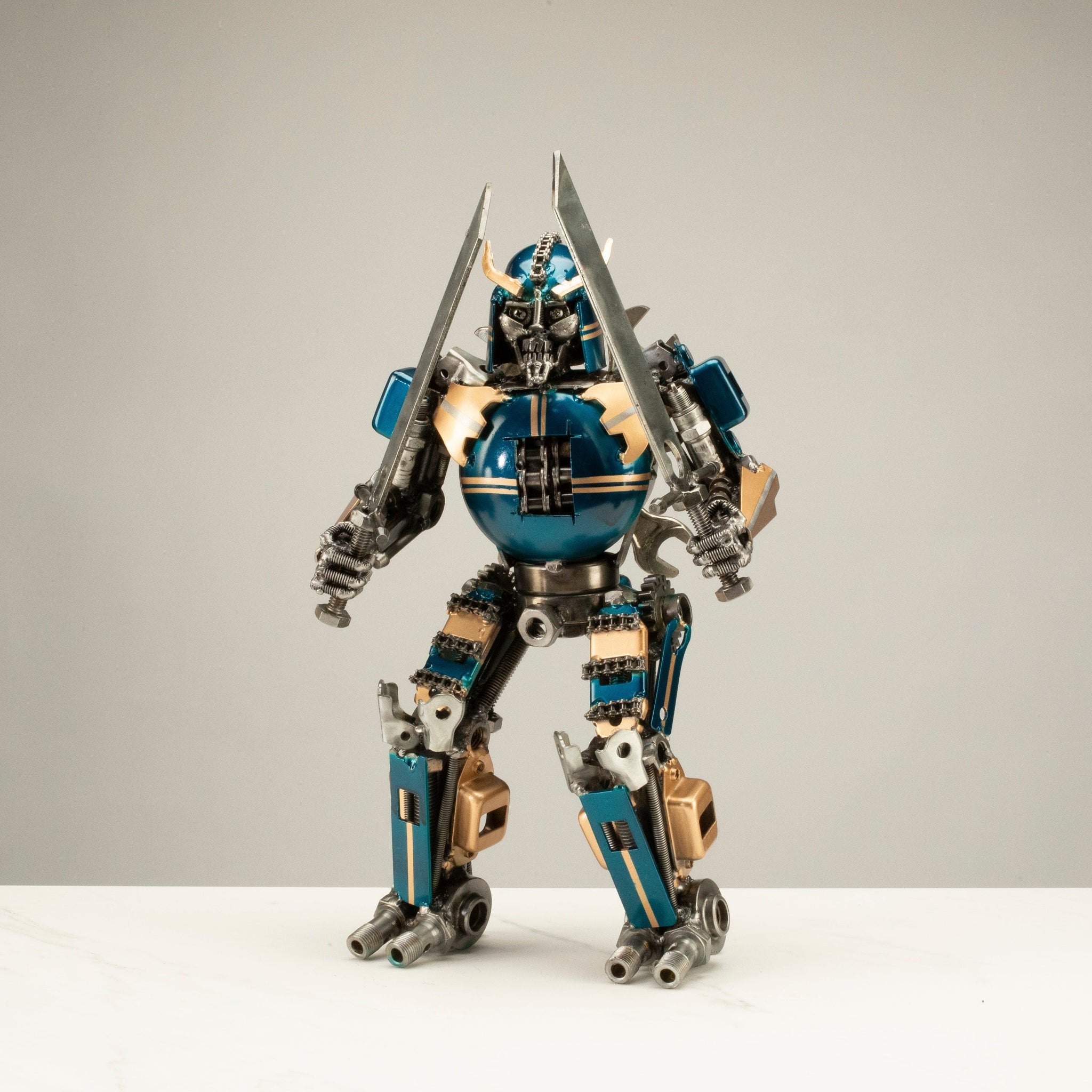 16" Samurai Inspired Recycled Metal Art Sculpture