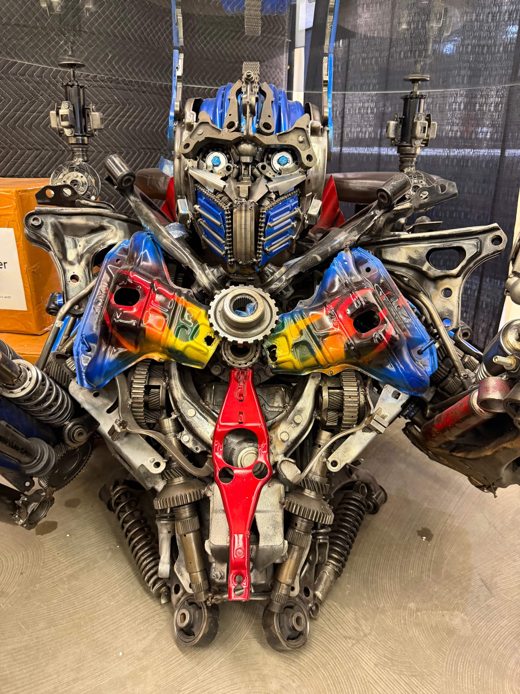 37" Optimus Prime Inspired Recycled Metal Sculpture Table