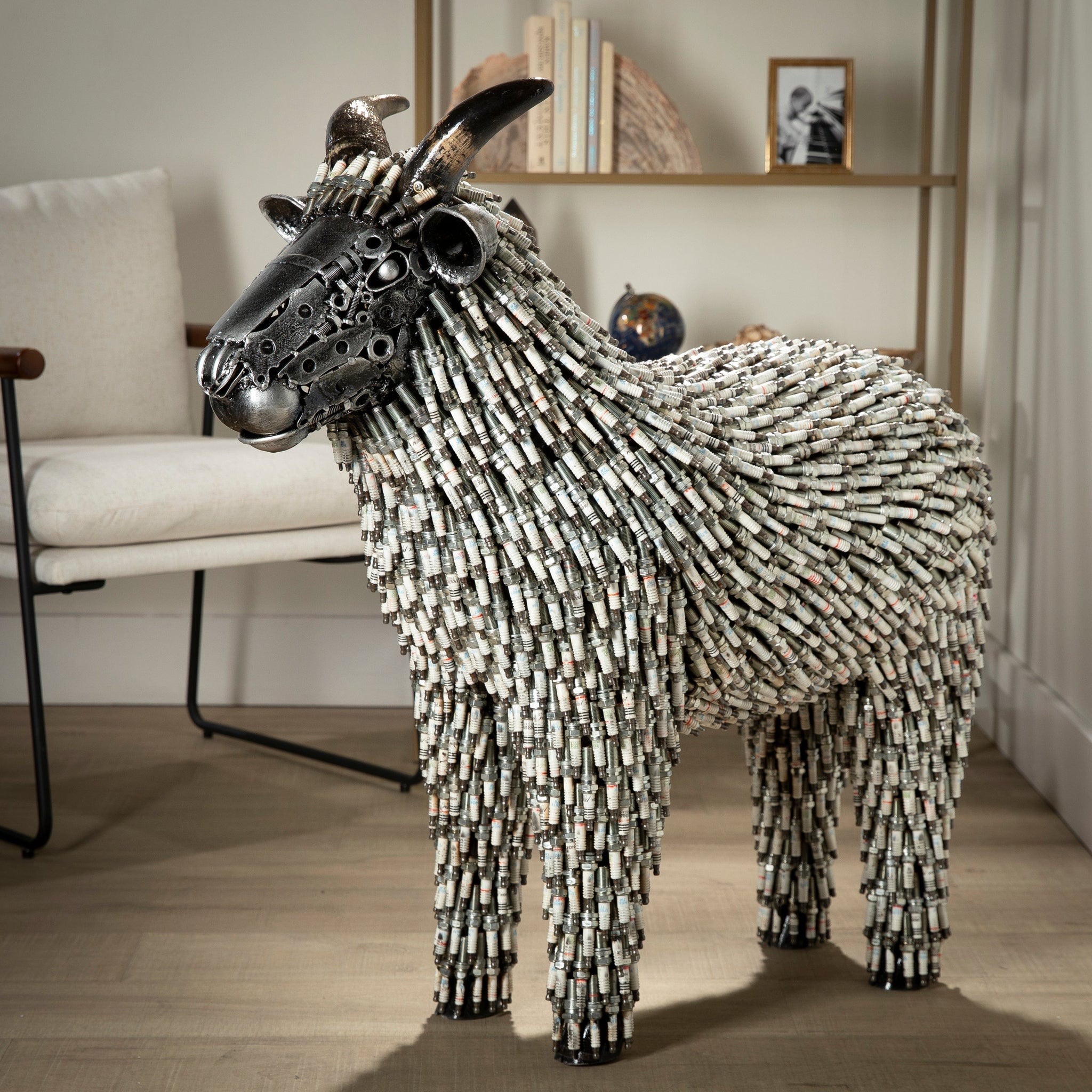 37" Spark Plug Large Sheep (2,000+) Recycled Metal Sculpture