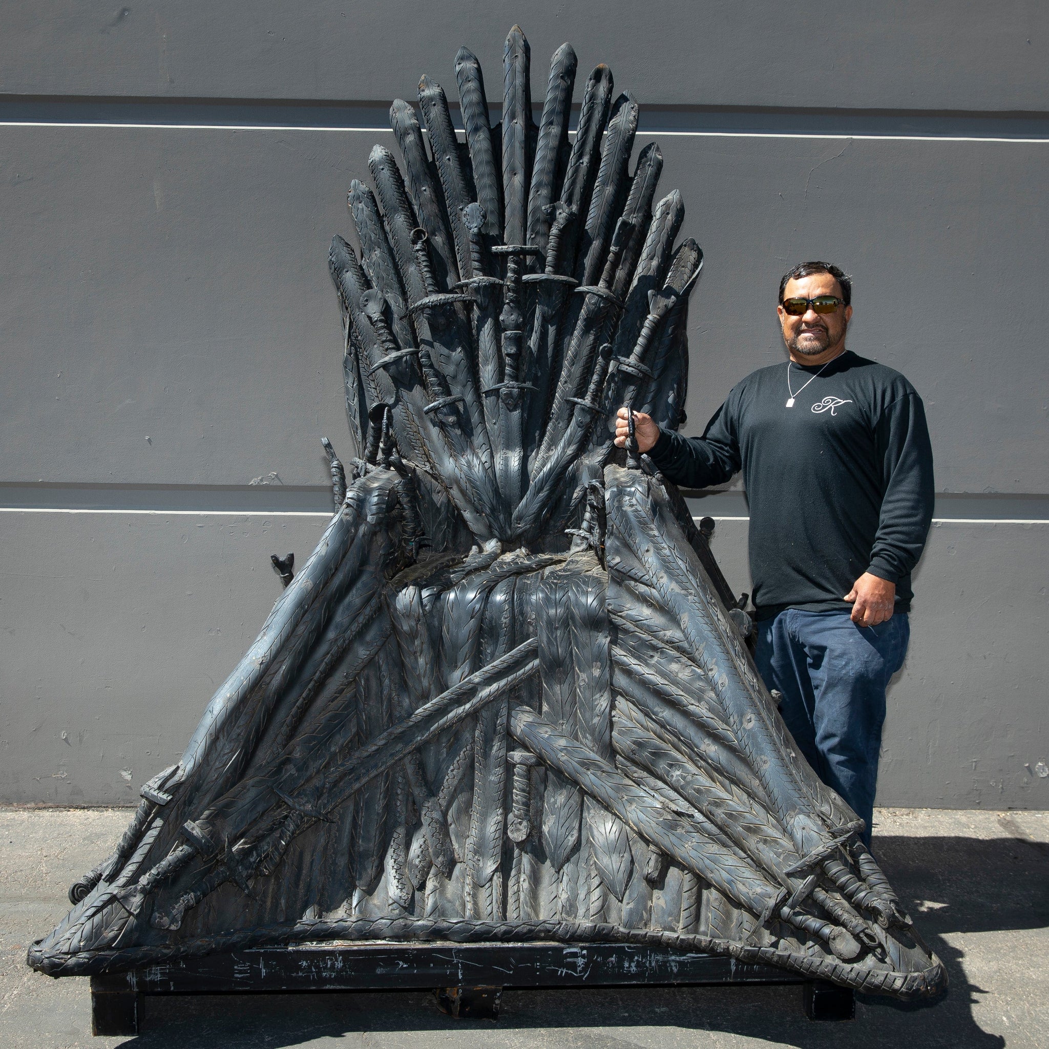 91" / 230cm Game of Thrones Iron Throne Inspired Recycled Tire Art Scu