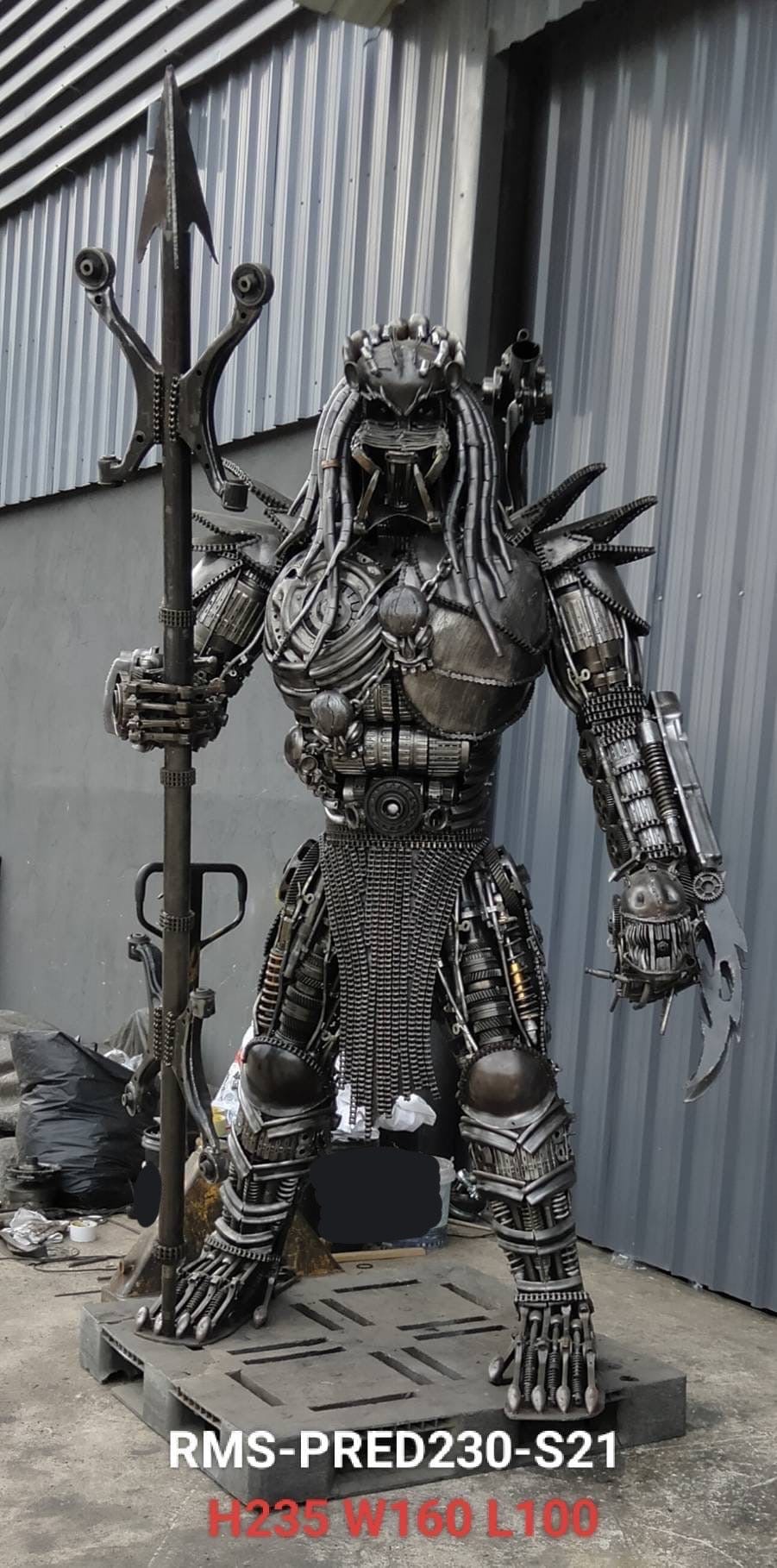 KALIFANO | 91" Predator Inspired Recycled Metal Art Sculpture
