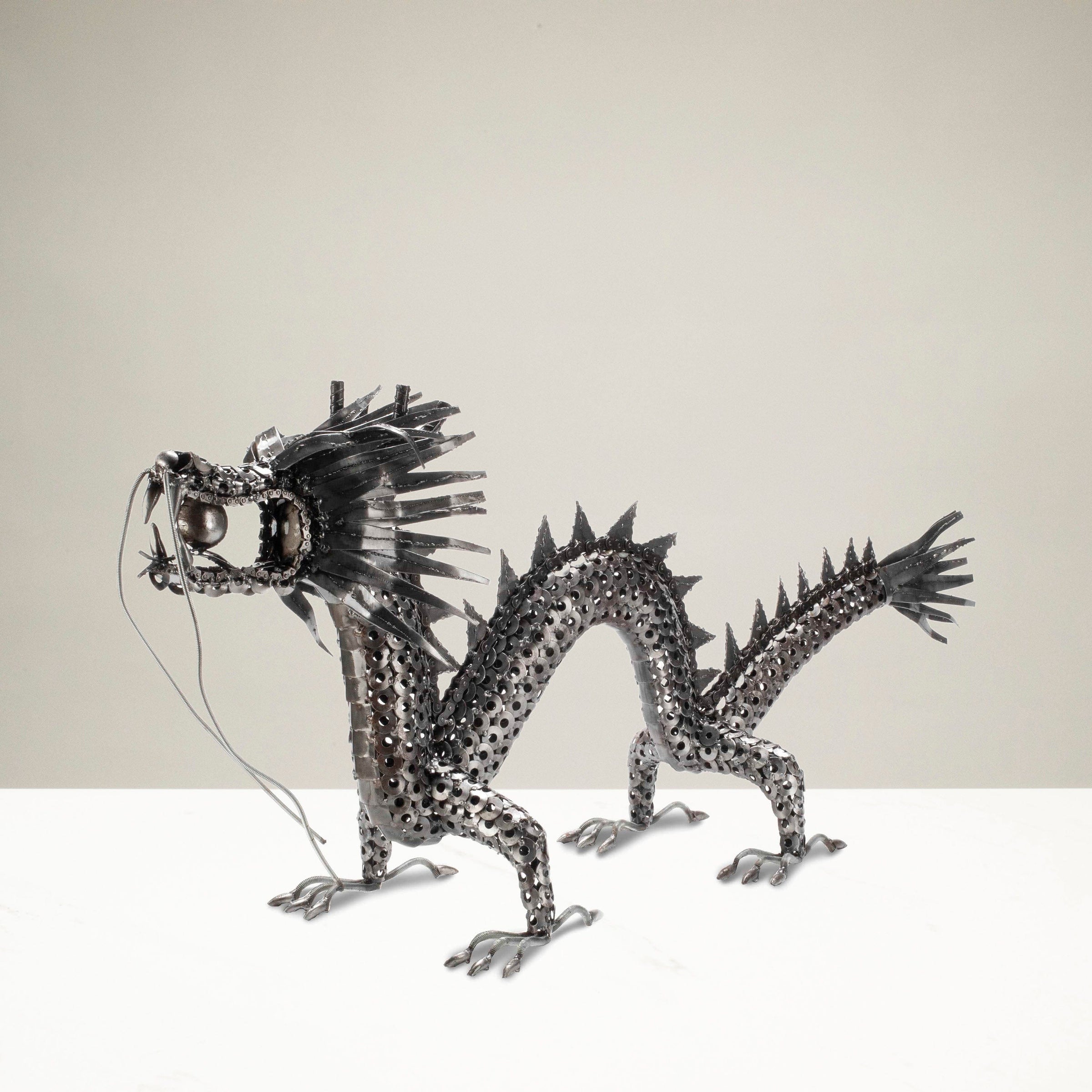 KALIFANO | Chinese Dragon Inspired Recycled Metal Art Sculpture For Sale