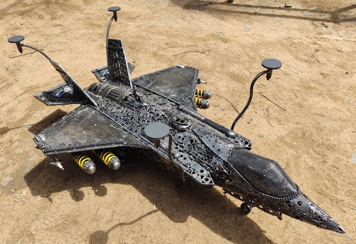 Metal Fighter Jet Blue Metal Airplane Table Top Model Fighter Jet