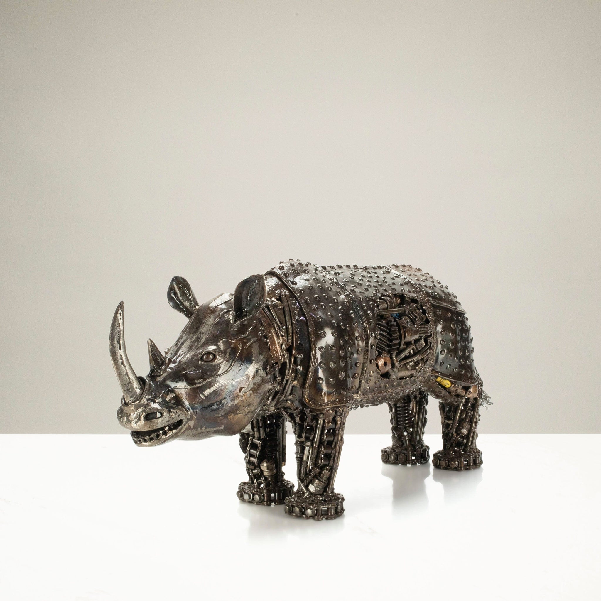 Rhino Recycled Metal Art Sculpture