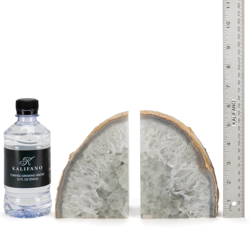 Quartz Agate Geode Bookend Set | KALIFANO
