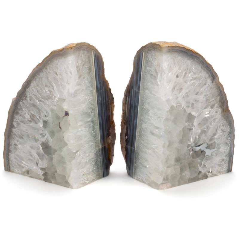 Quartz Agate Geode Bookend Set | KALIFANO
