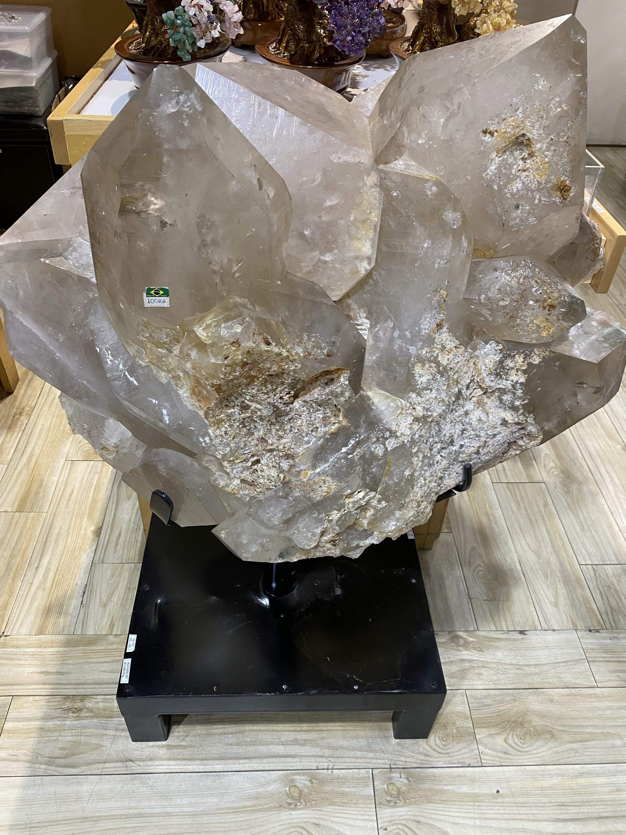 Quartz Cluster - Brazil- 231lbs 105 kg - 42”x27” - Custom Base