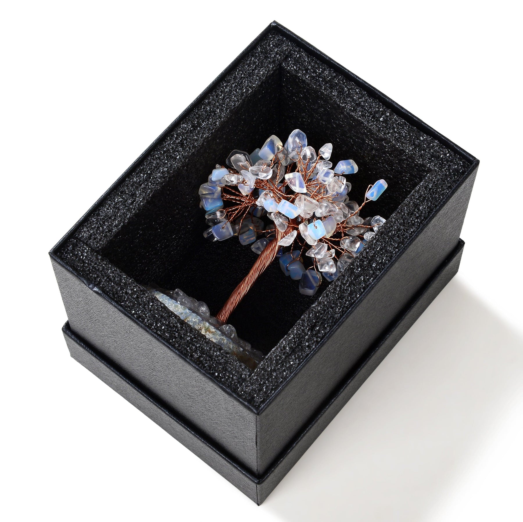 Opalite Moonstone Gemstone Tree of Life with Agate Base – KALIFANO