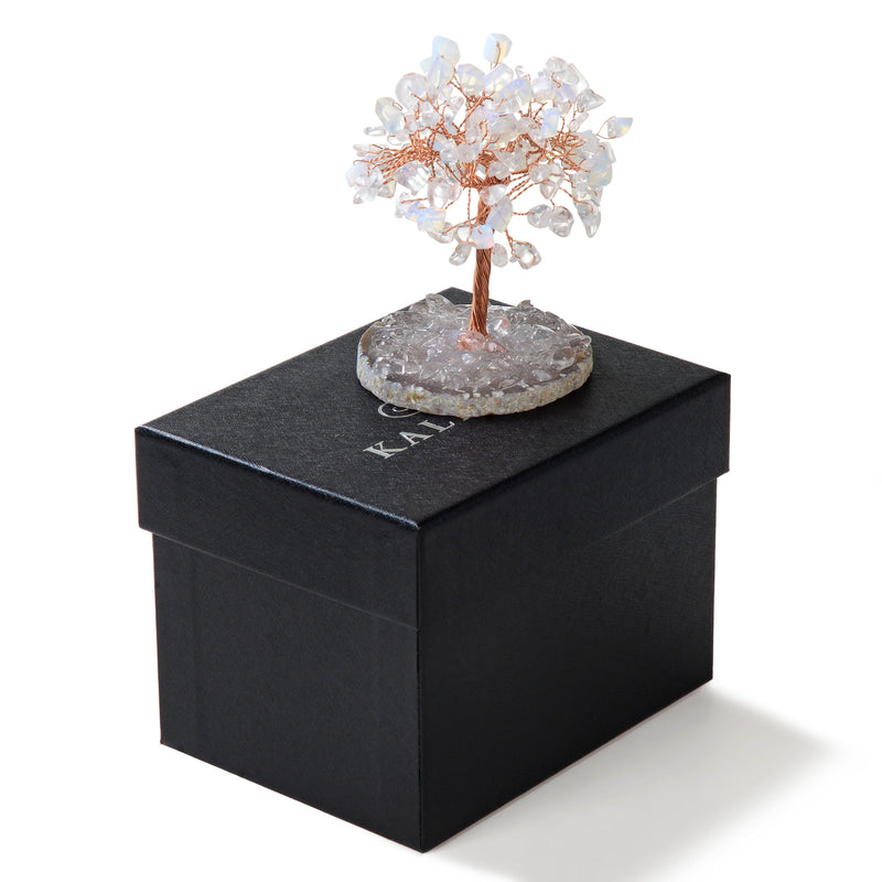 Opalite Moonstone Gemstone Tree of Life with Agate Base – KALIFANO