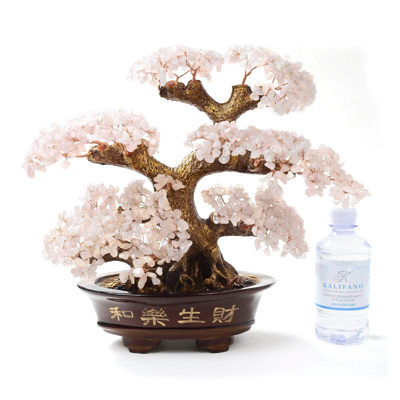 Rose Quartz Bonsai Tree of Life with 1,251 Natural Gemstones – KALIFANO