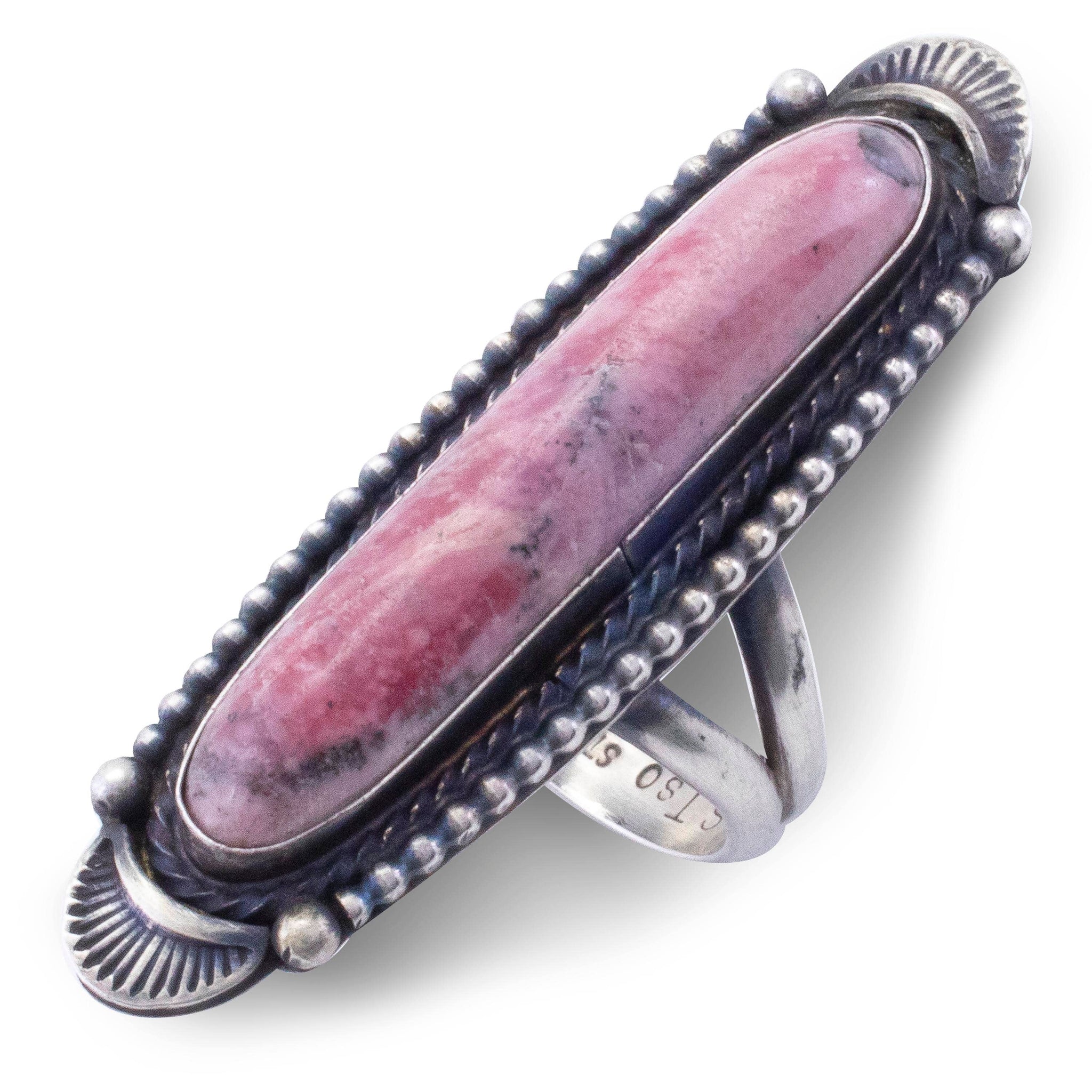 KALIFANO | Sheila Tso Rhodonite USA Native American Sterling Silver Ring