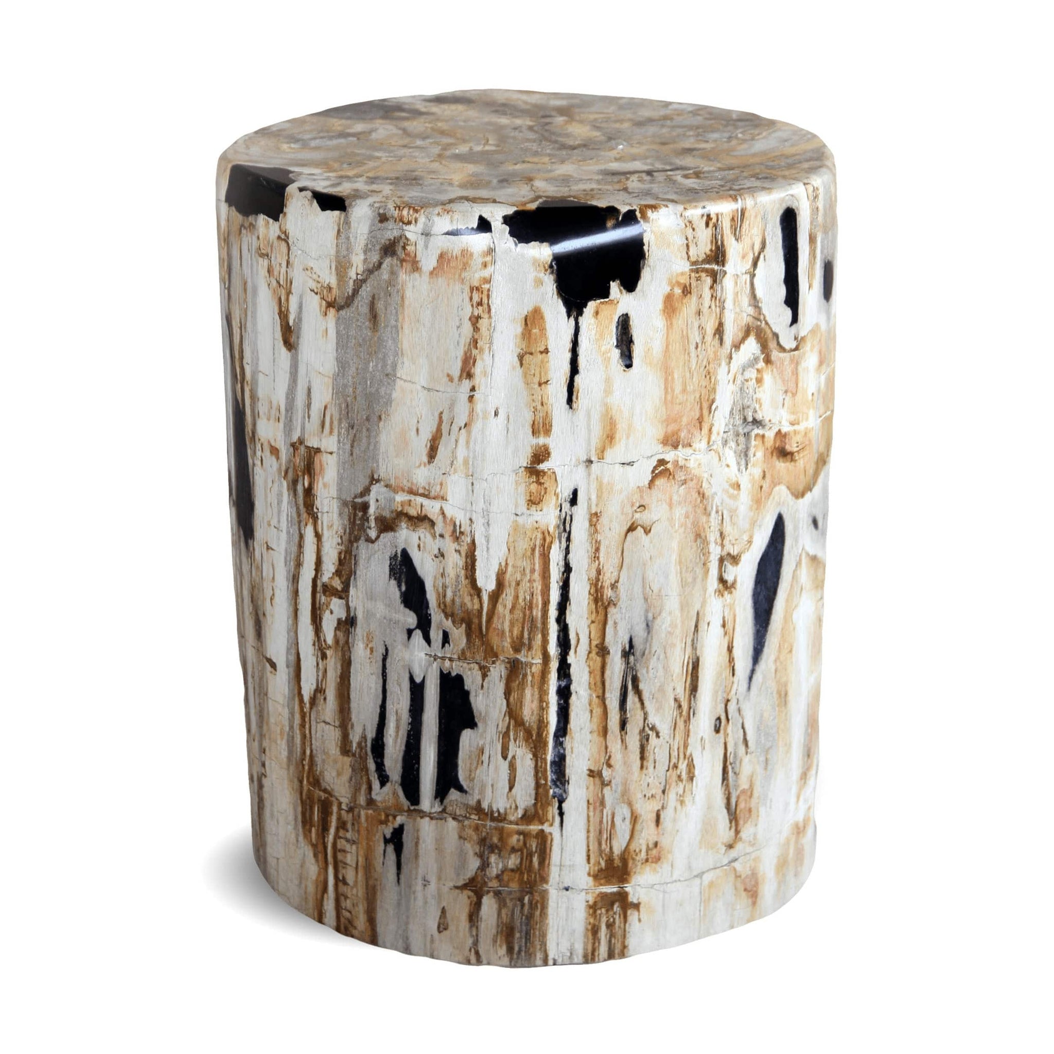 KALIFANO | Petrified Wood Round Stump / Stool For Sale - 16" / 172 lbs